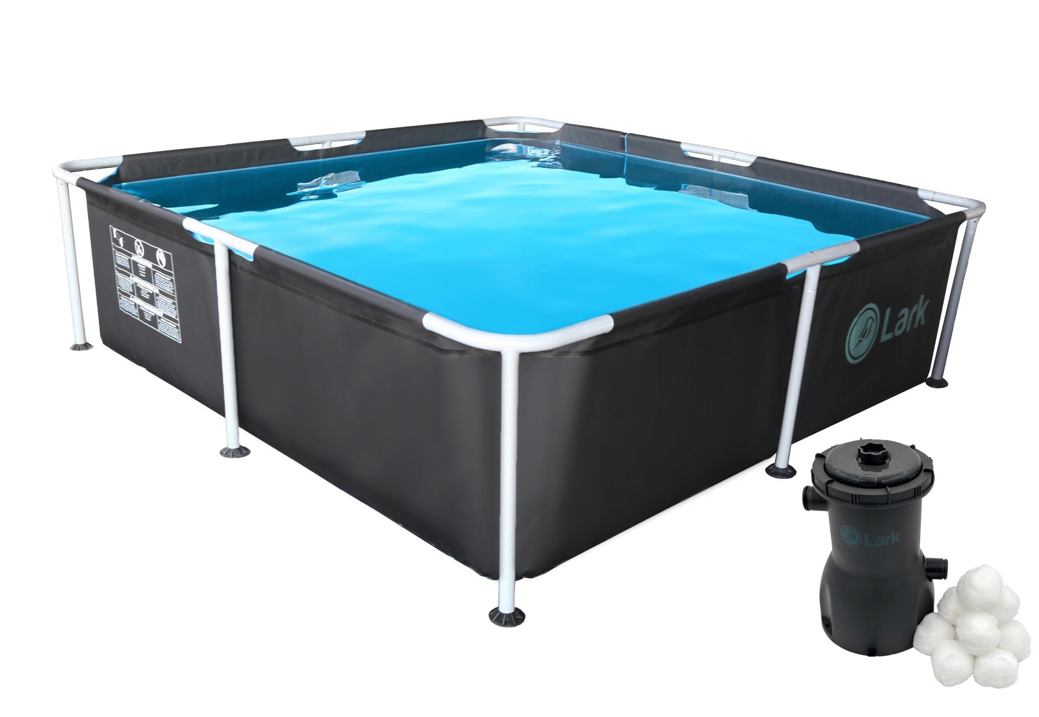 Amazon.com: Lark 7' x 24" Square Metal Frame Above Ground Pool with 530 ...