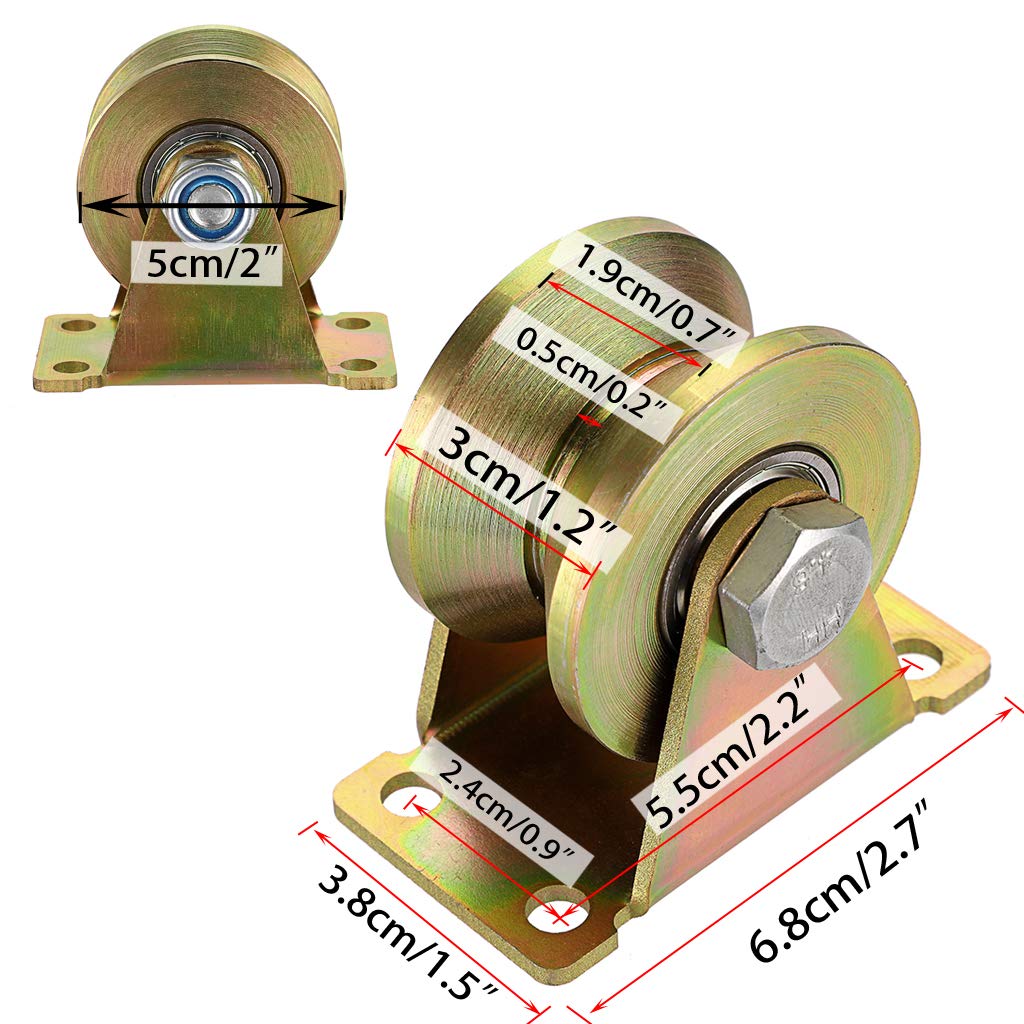 MDLUU 2" V-Groove Wheel, Sliding Gate Track Roller with Bracket, Heavy ...