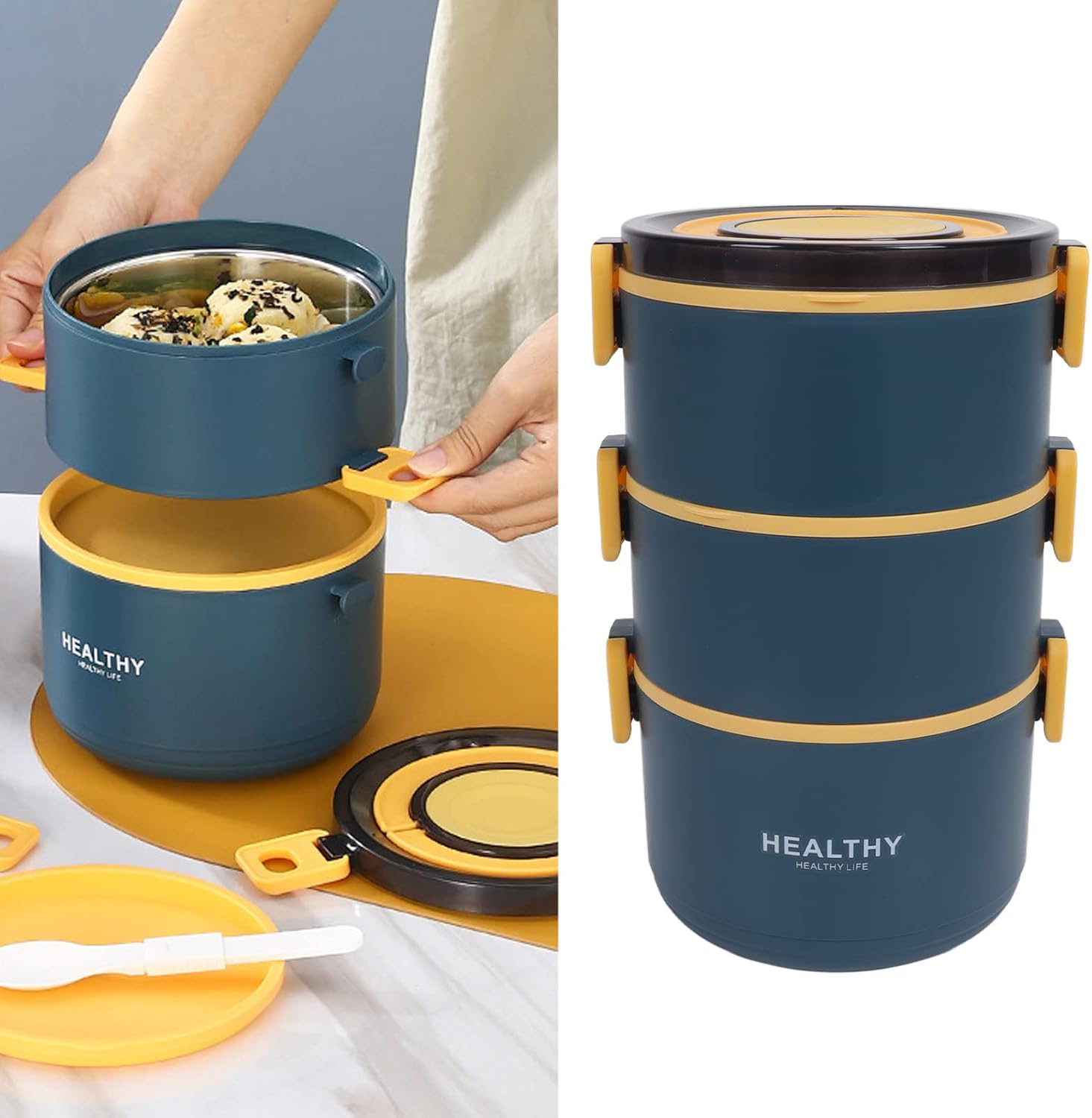 Amazon.com: Topyond Thermos for Hot Food Stackable Bento Box, Stainless ...