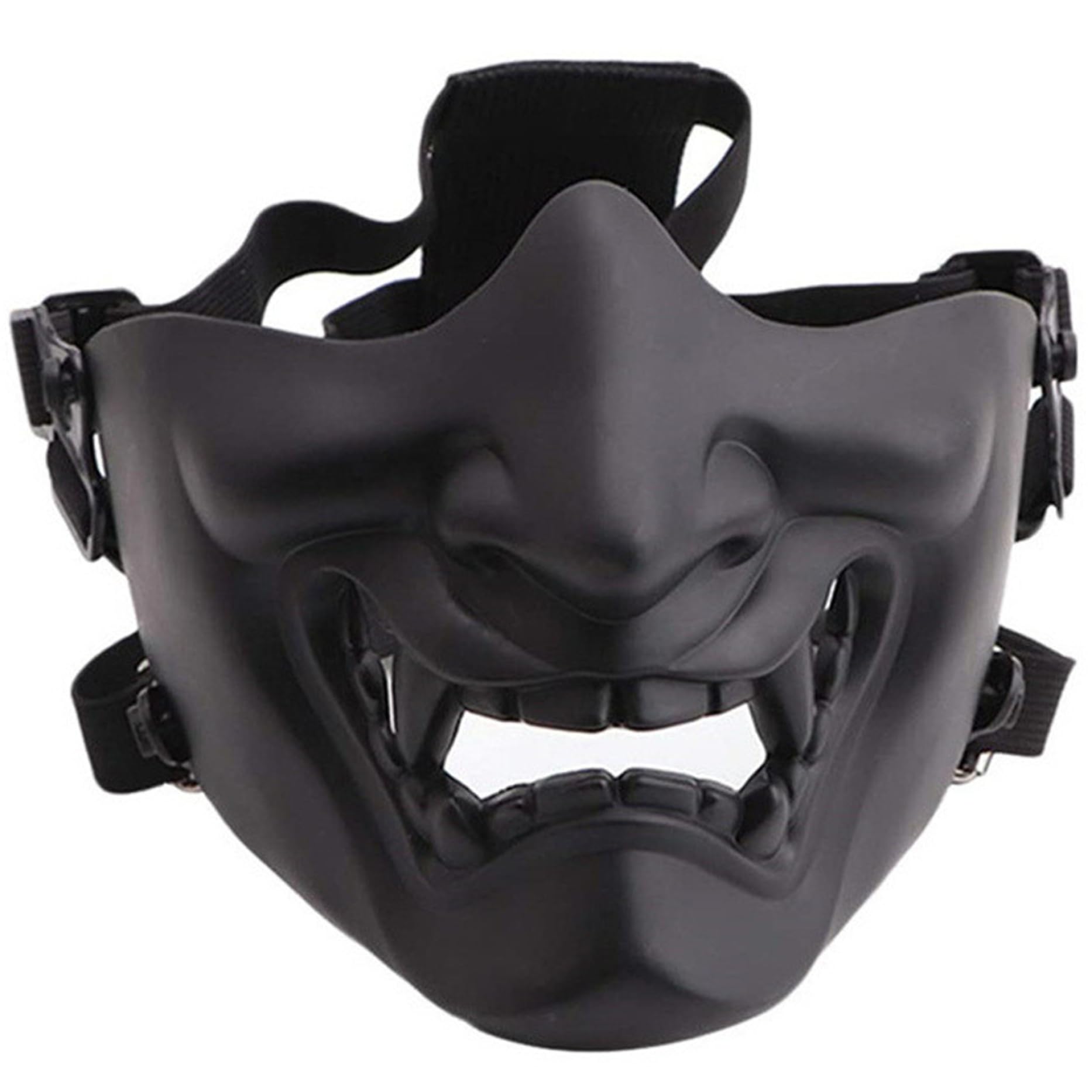 Samurai Mask Half Face Airsoft Mask Soft Oni Mask With a Demonic Smile ...