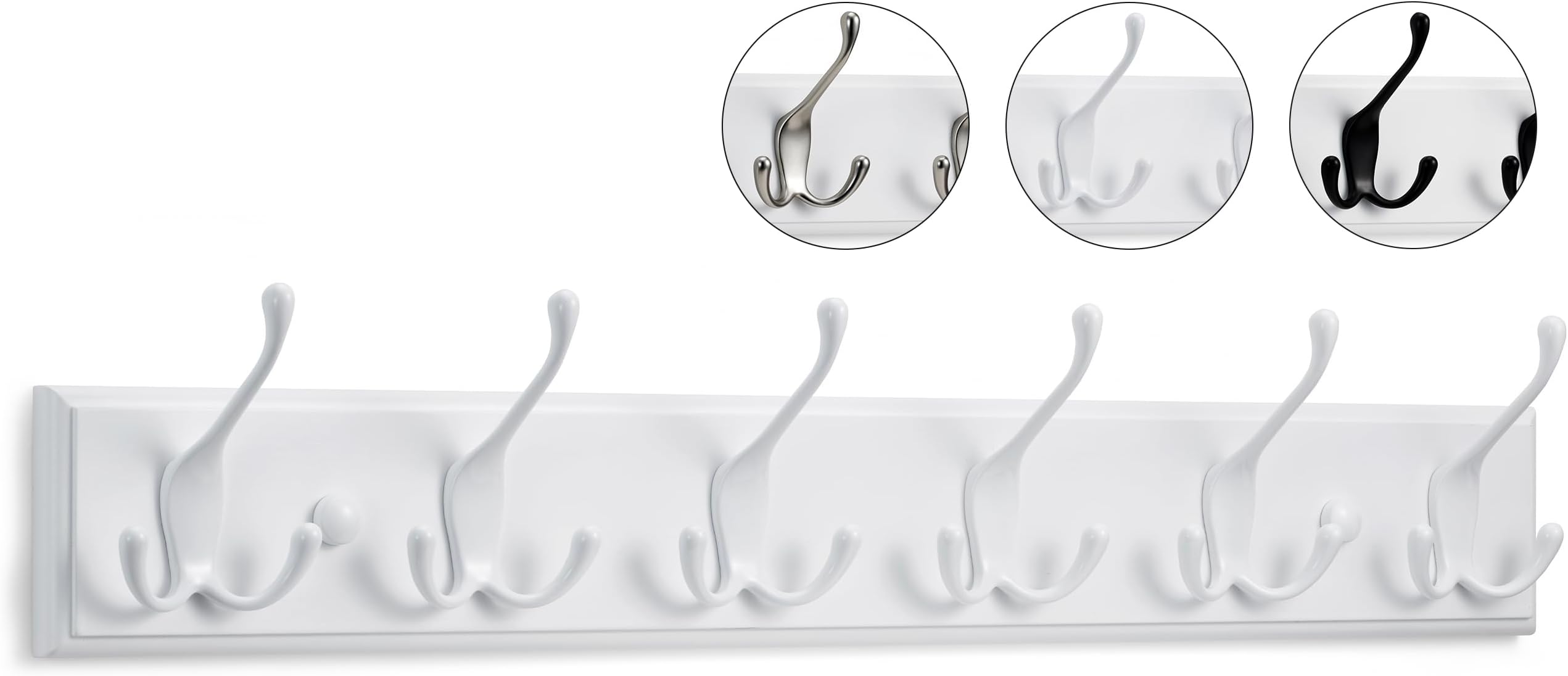 LARHN Appendiabiti da Parete Bianco - 5 Ganci - 43 cm - Attaccapanni da ...