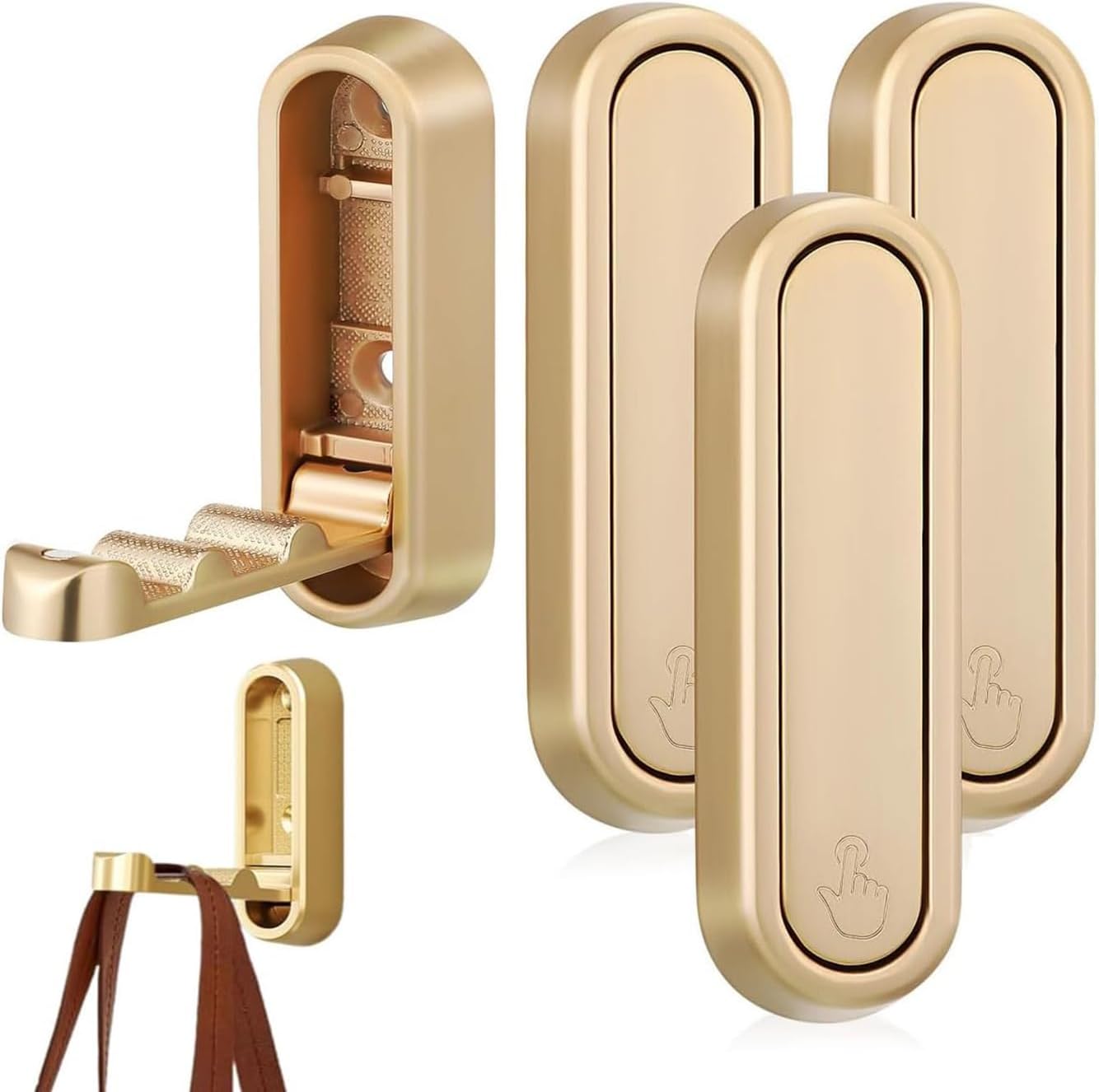 Amazon.com: Folding Wall Hooks, 3Pcs Brushed Gold Hooks Wall Mount ...