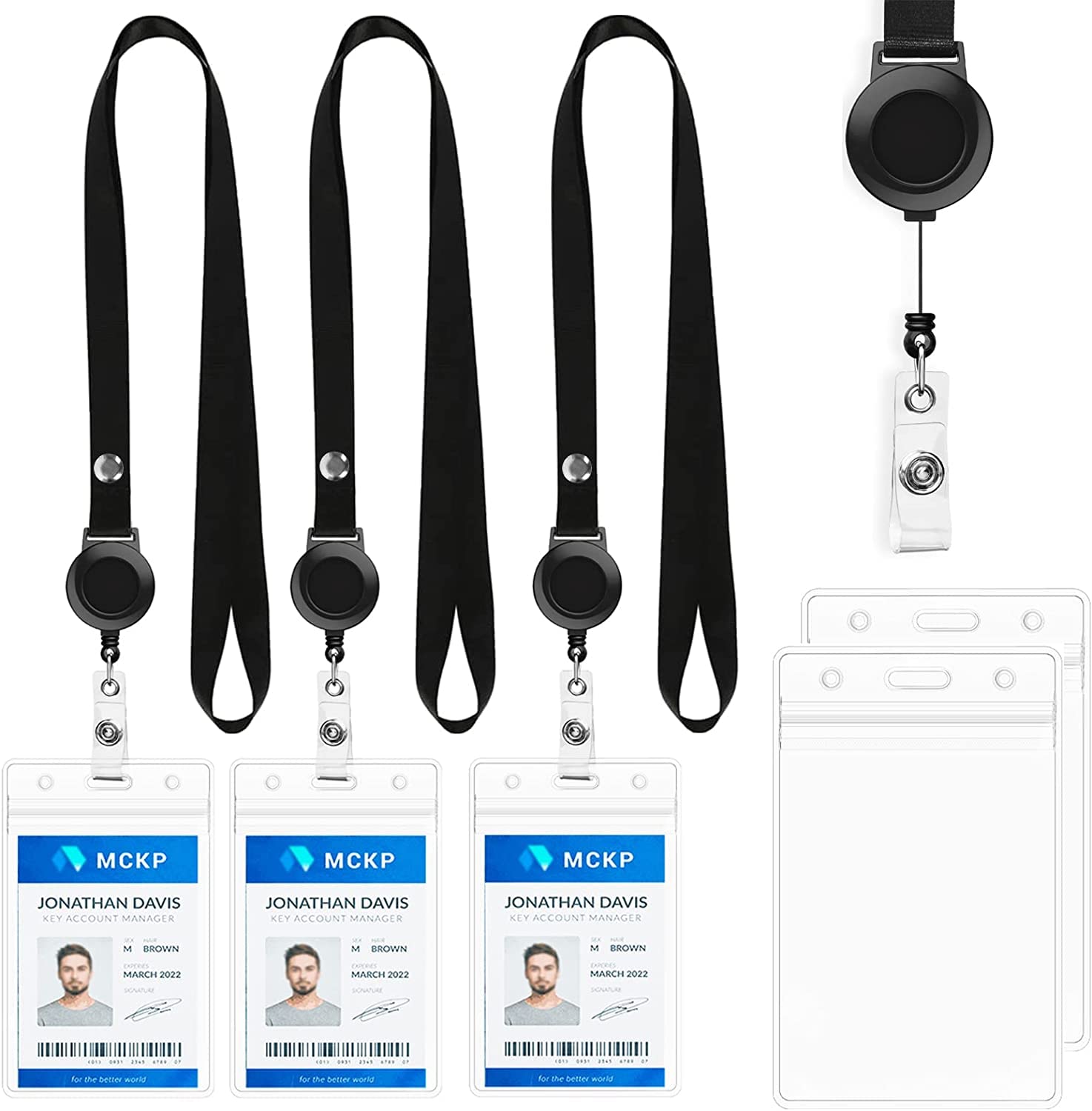 Buy 5 Sets Card Holder with Lanyard,Retractable Breakaway Lanyard with ...