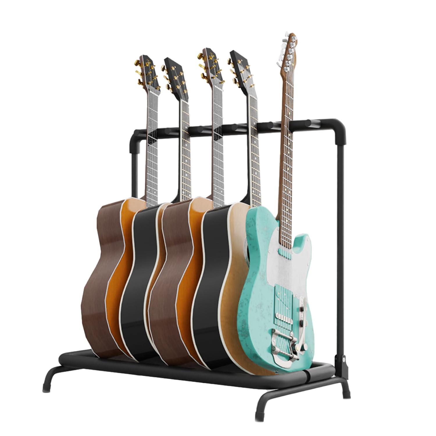 Flexzion 5 Guitar Stand Rack - Metal Construction Multi Guitar Rack ...