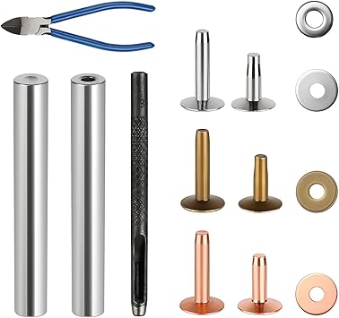 Amazon.com: 24 Sets Leather Rivets Kit Copper Rivets with Tool, Inner ...