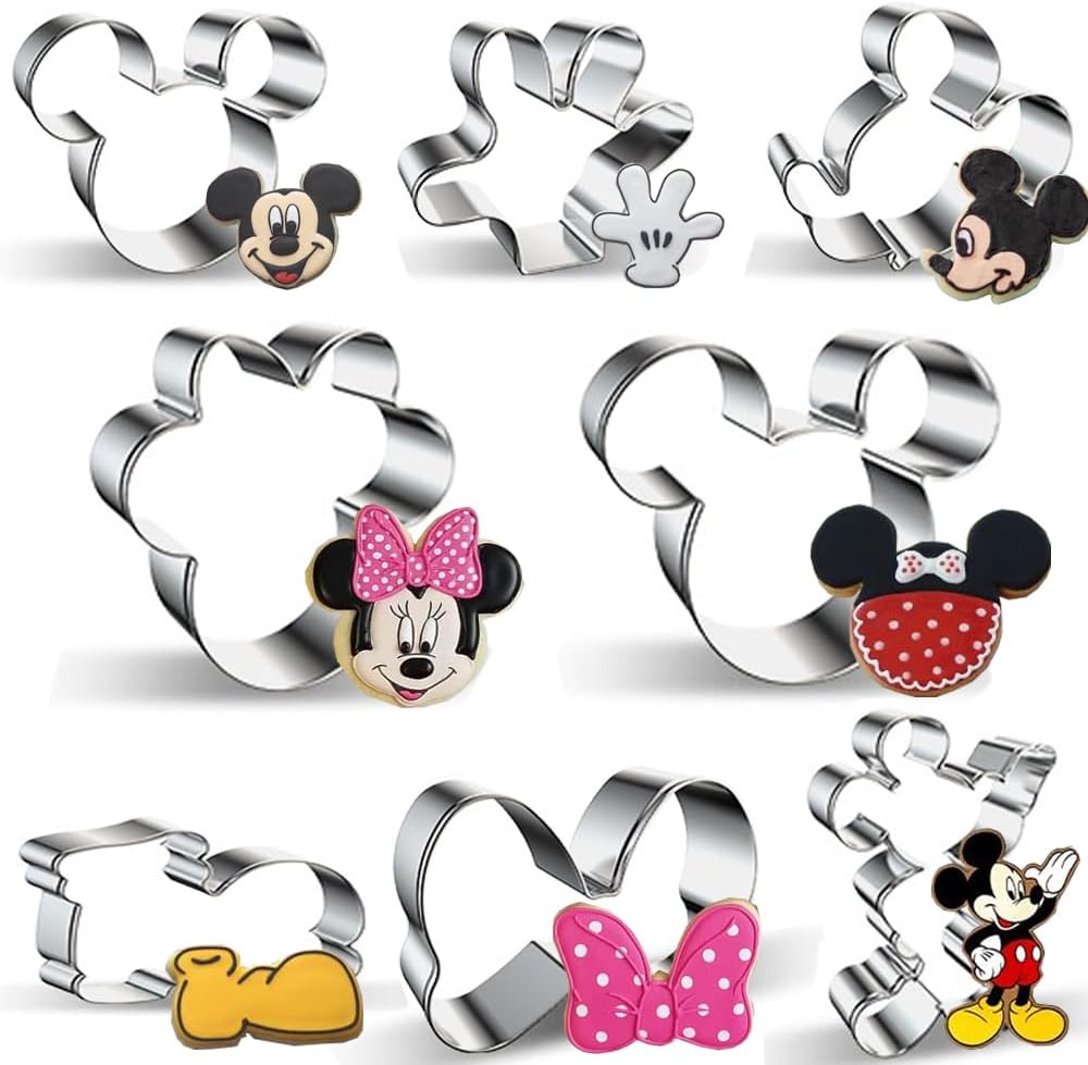 8 Pieces Mickey and Minnie Mouse Cookie Cutters Set for Kids, Mickey ...