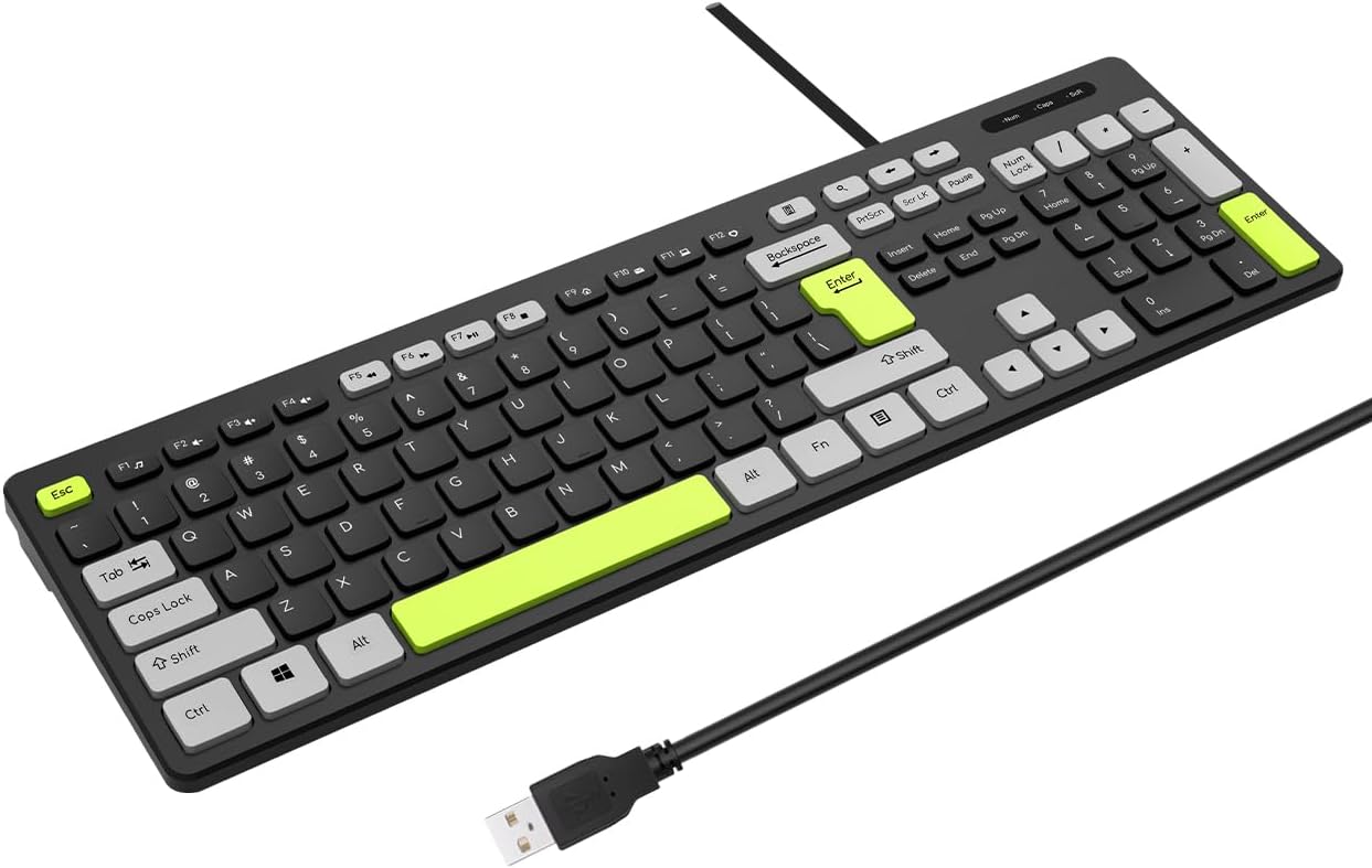 Amazon.com: JMNofearer Wired USB Keyboard Wired Computer Keyboard ...