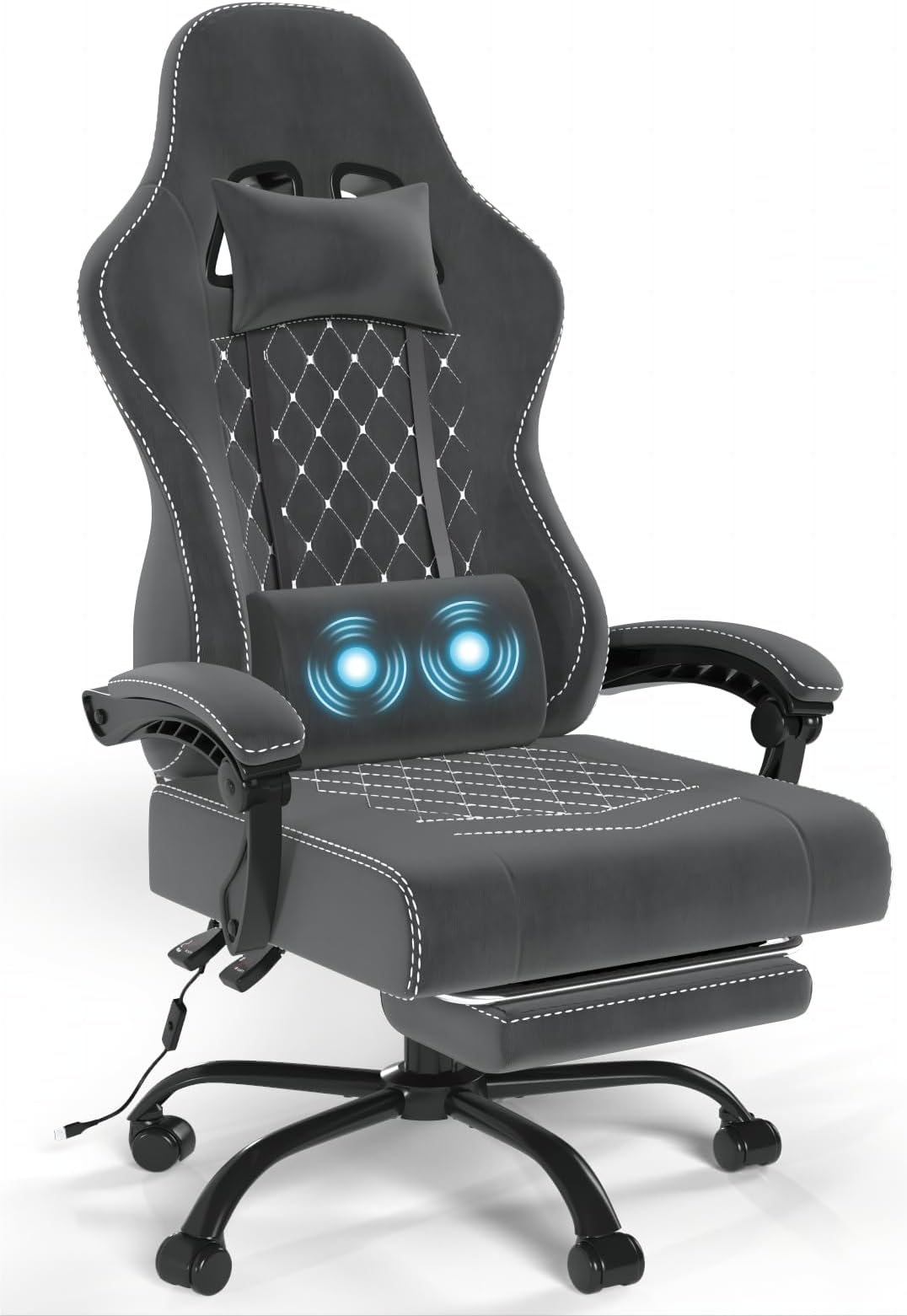 Devoko Massage Gaming Chair,Computer Chair with Footrest and Massage ...