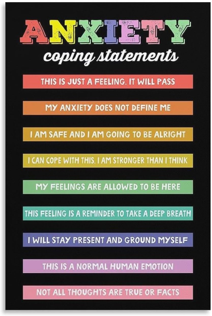 Amazon.com: The Anxiety Coping Statements Poster Mental Health ...