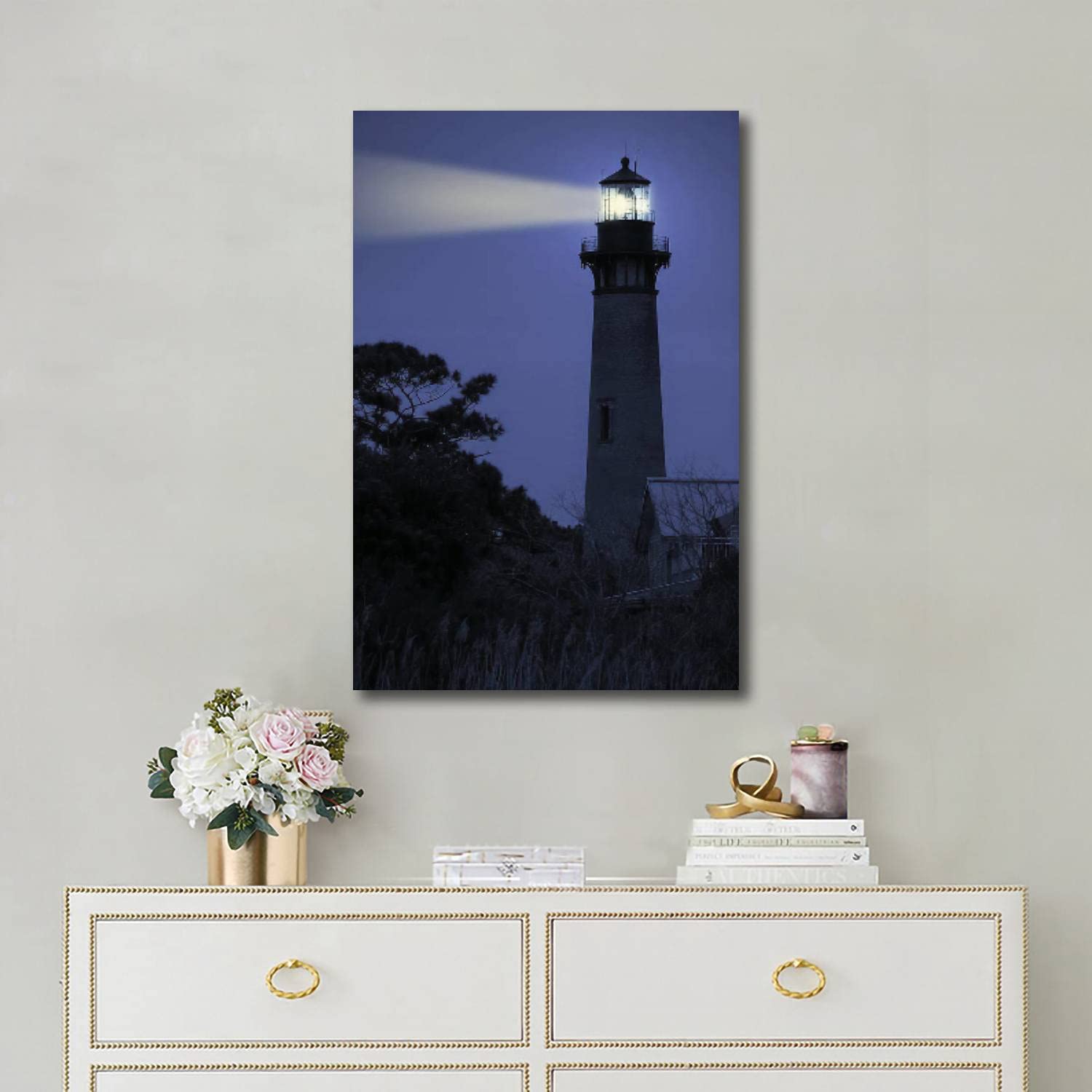 Lighthouses At Night Paintings