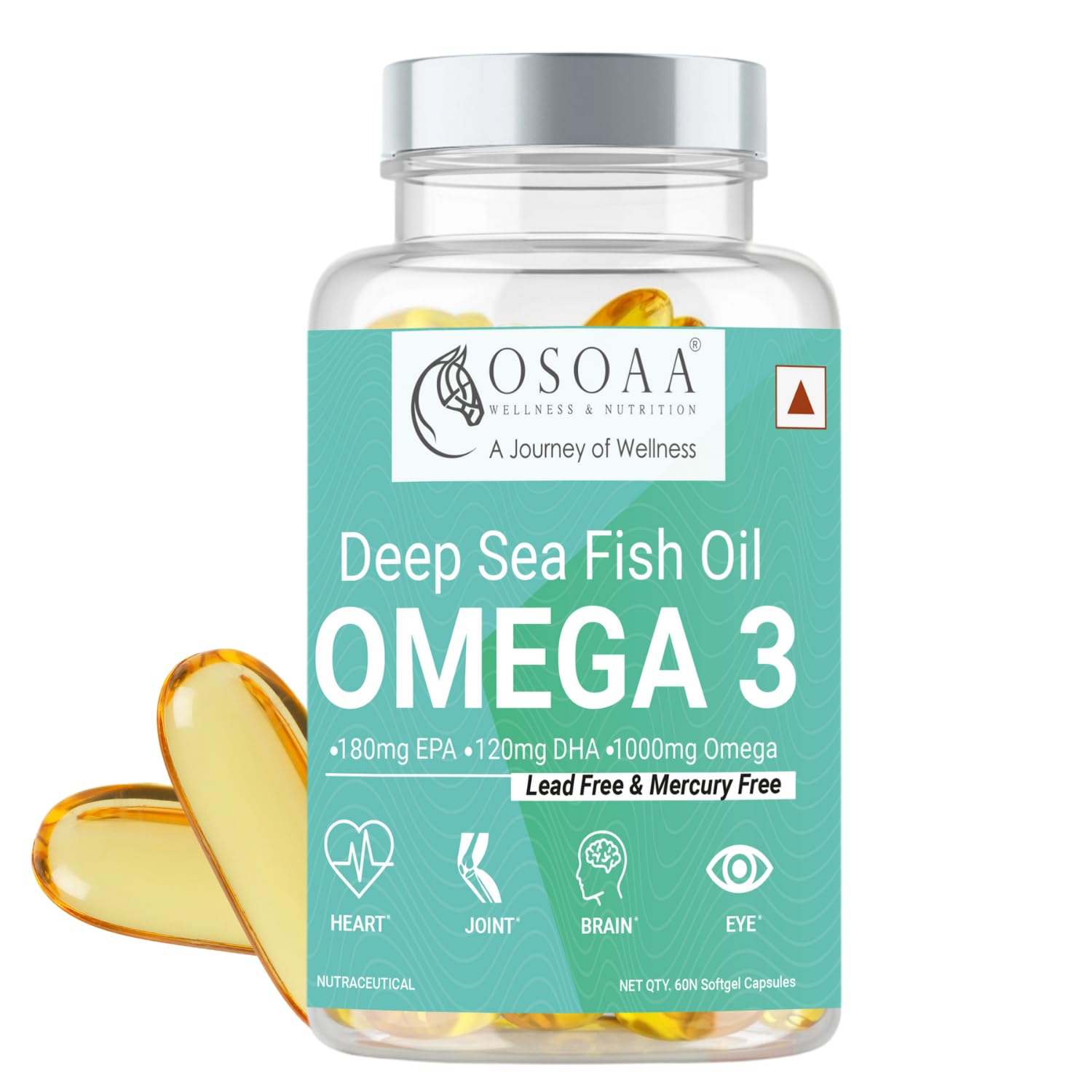 OSOAA Omega 3 Fish Oil - 60 Softgels | 180mg EPA & 120mg DHA | Deep Sea ...