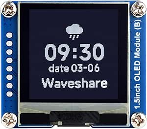 Waveshare 1.5inch OLED Display Module, 128 x 128 Resolution, SPI / I2C Communication, Black ...