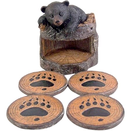 Amazon.com: Bear Coasters Set – 6 Full Size Rustic Coasters in Handmade ...