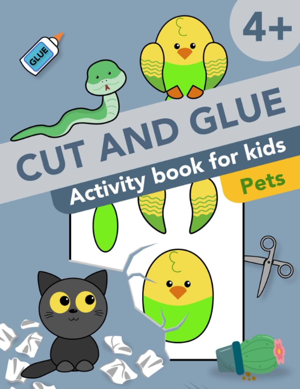 Cut and Glue: Pets: Activity Book for Kids 4+: Scissor Skills, Cutting ...