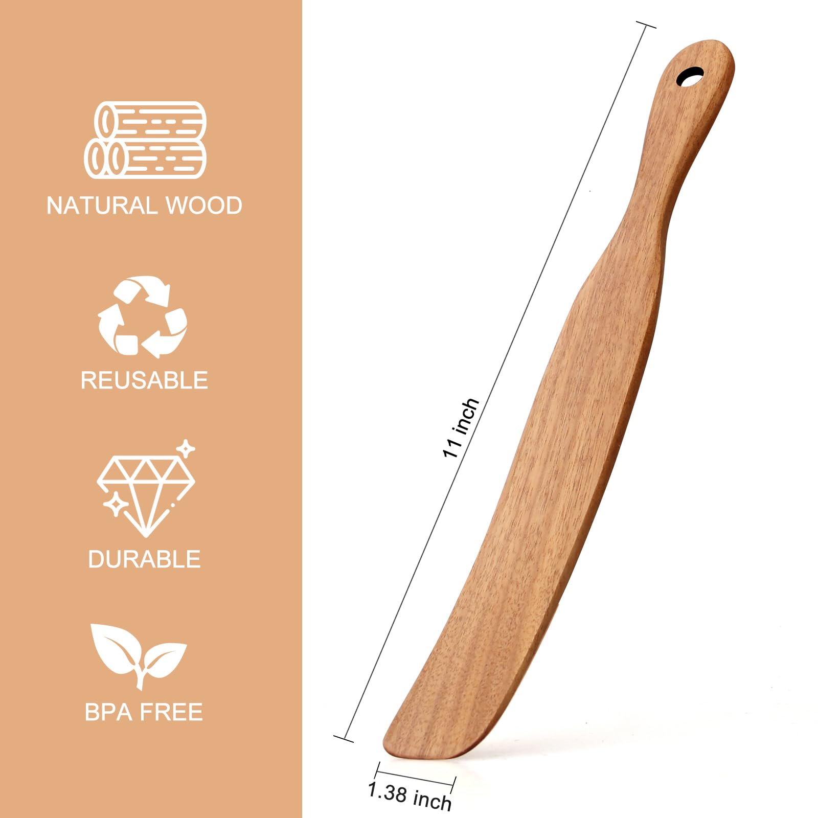 Snapklik.com : Skinny Wooden Spurtle For Sourdough Starter, Spreading ...