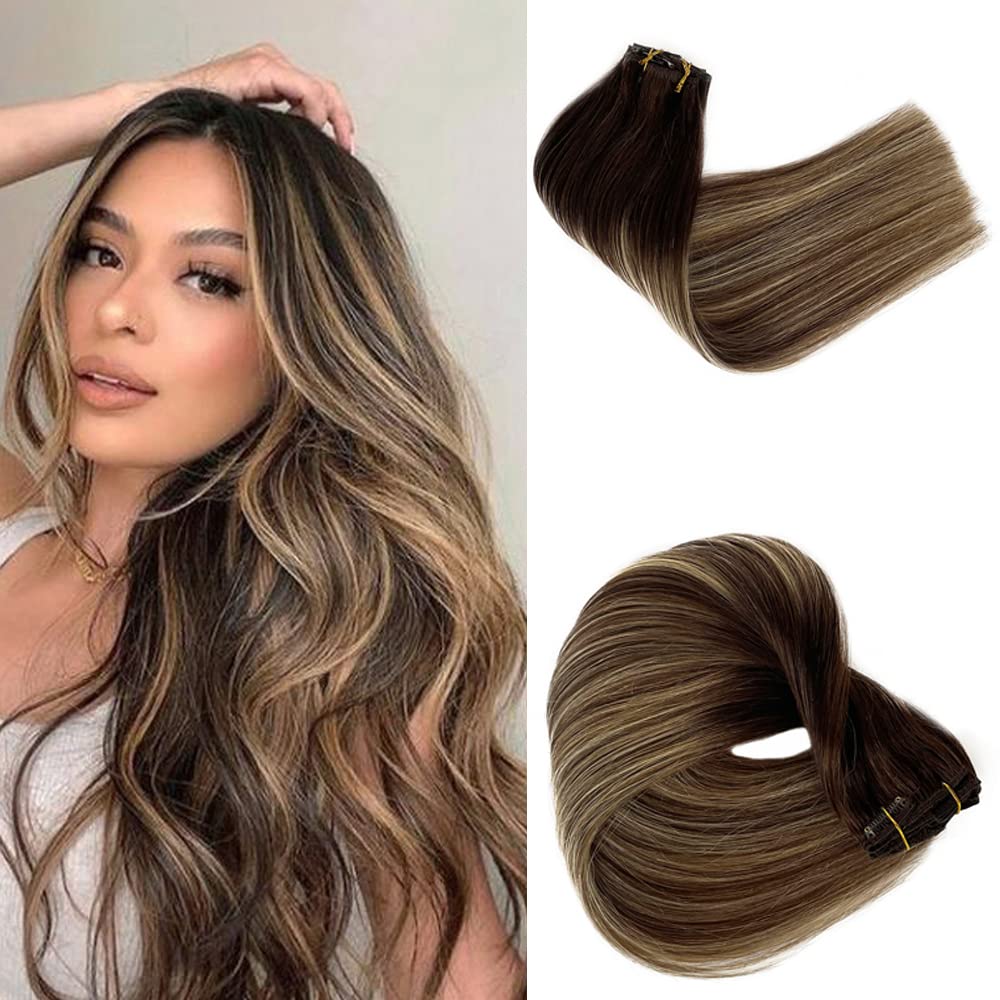 Amazon.com : Benafee Clip in Hair Extensions Human Hair for Black/White ...