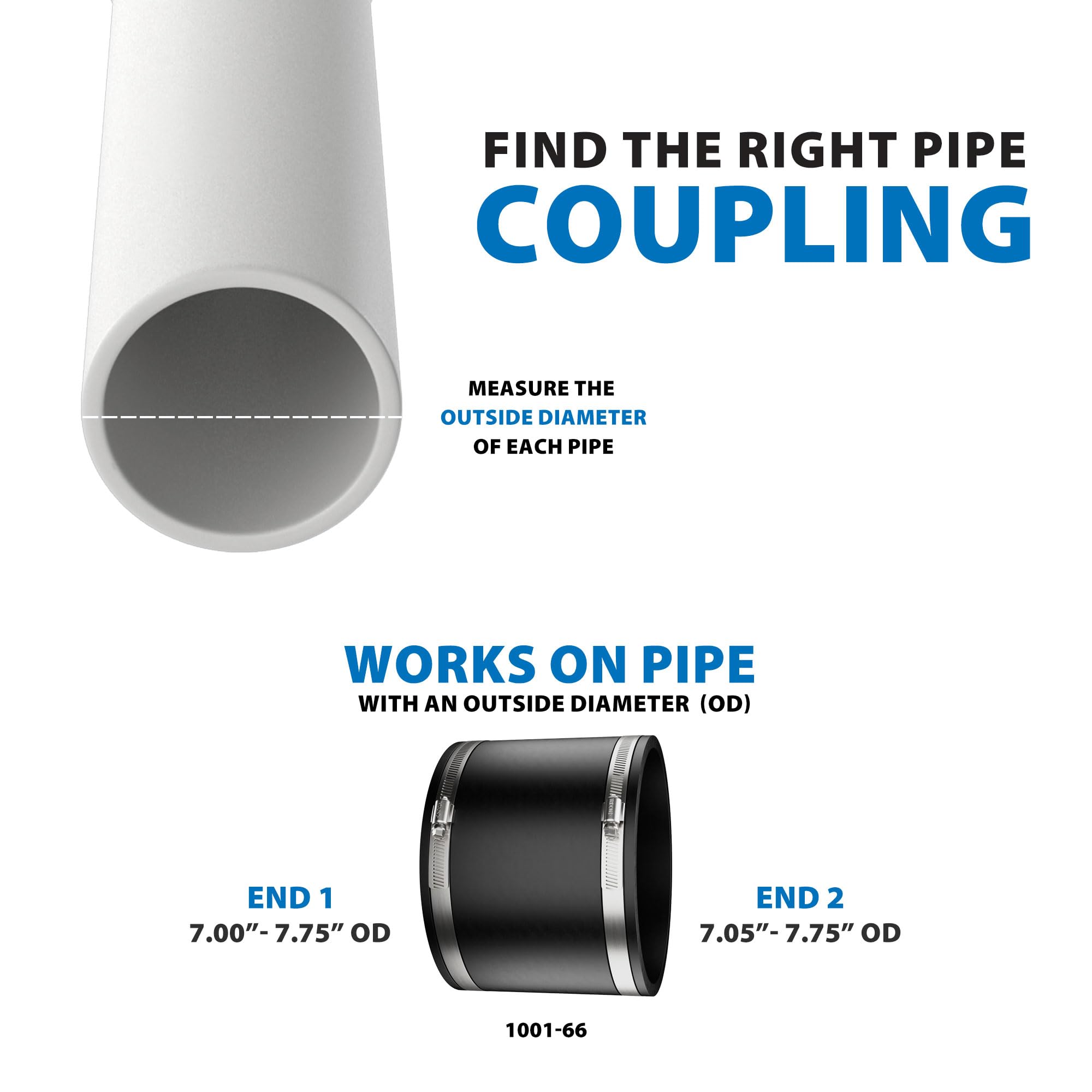 Snapklik.com : P1001-66 Flexible PVC Pipe Coupling For Clay To Clay ...