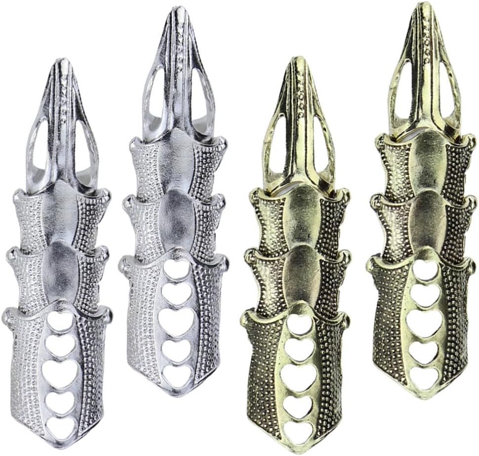 Amazon.com: Lurrose 4pcs Knuckle Joint Full Finger Rings Alloy Metal ...