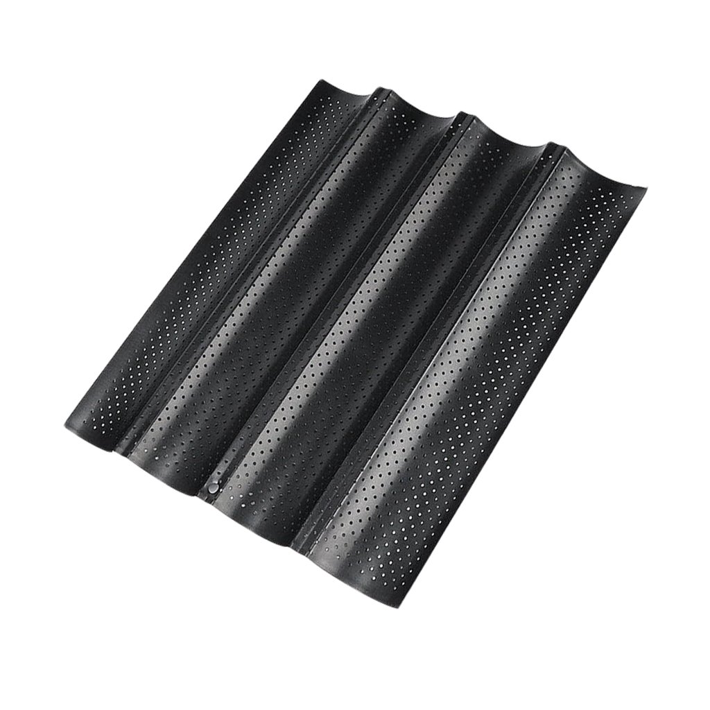 Buy Losa Perforated Baguette Pan French Bread Tray Wave Loaf Mold Black ...