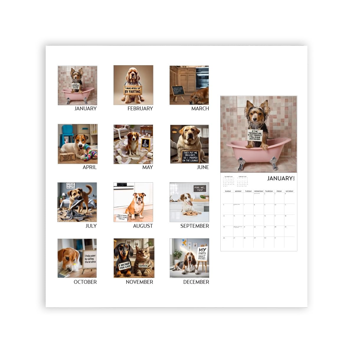 Dog Shaming Calendar 2025