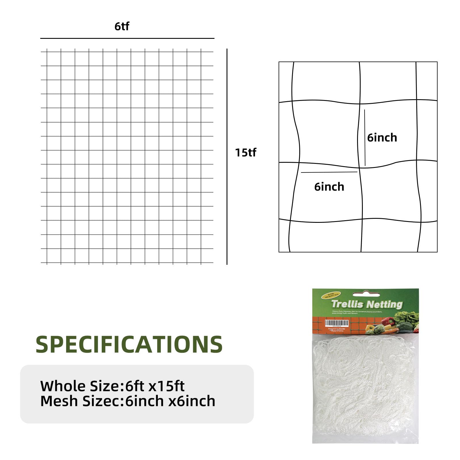 Snapklik.com : Trellis Netting, Garden Plant Trellis Netting, 6 X 15 Ft ...