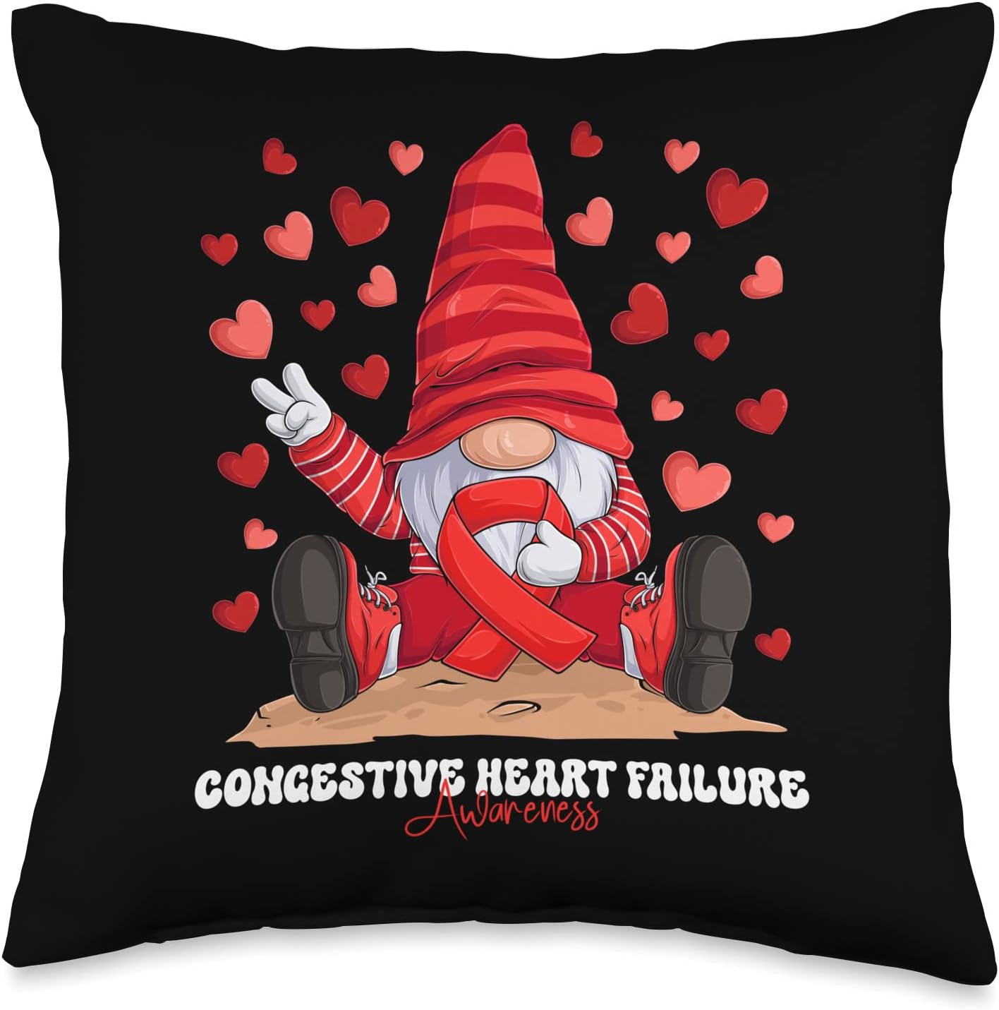 Amazon.com: Congestive Heart Failure Awareness Month Red Ribbon Gnome ...