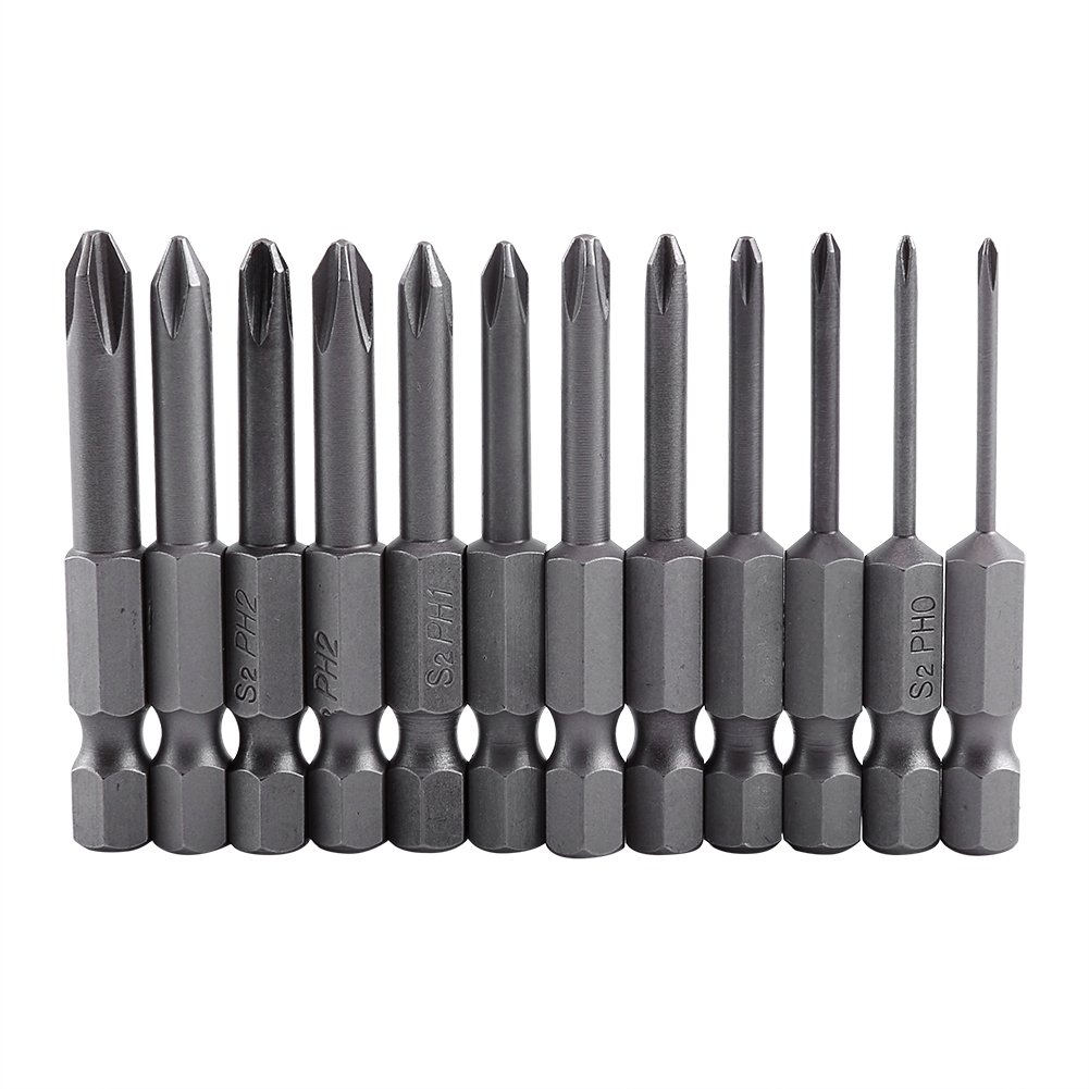 12 Pieces 50mm Phillips Screwdriver Bits 1/4 Inch Hexagonal Shank Short ...