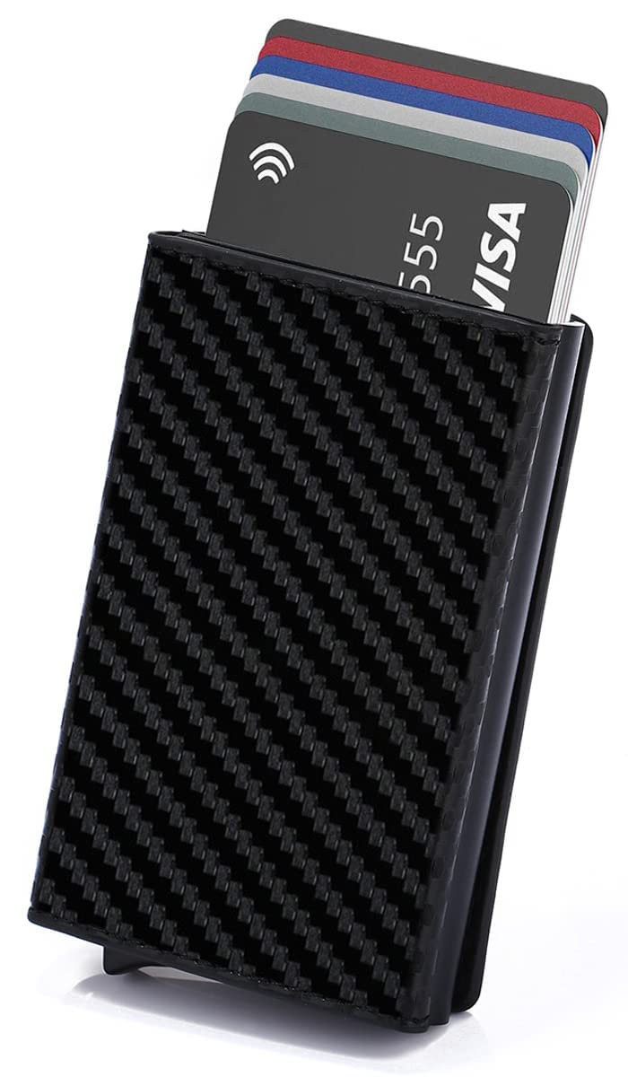 Amazon.com: Slim Carbon Fiber Pop Up Wallet - RFID Metal Credit Card ...