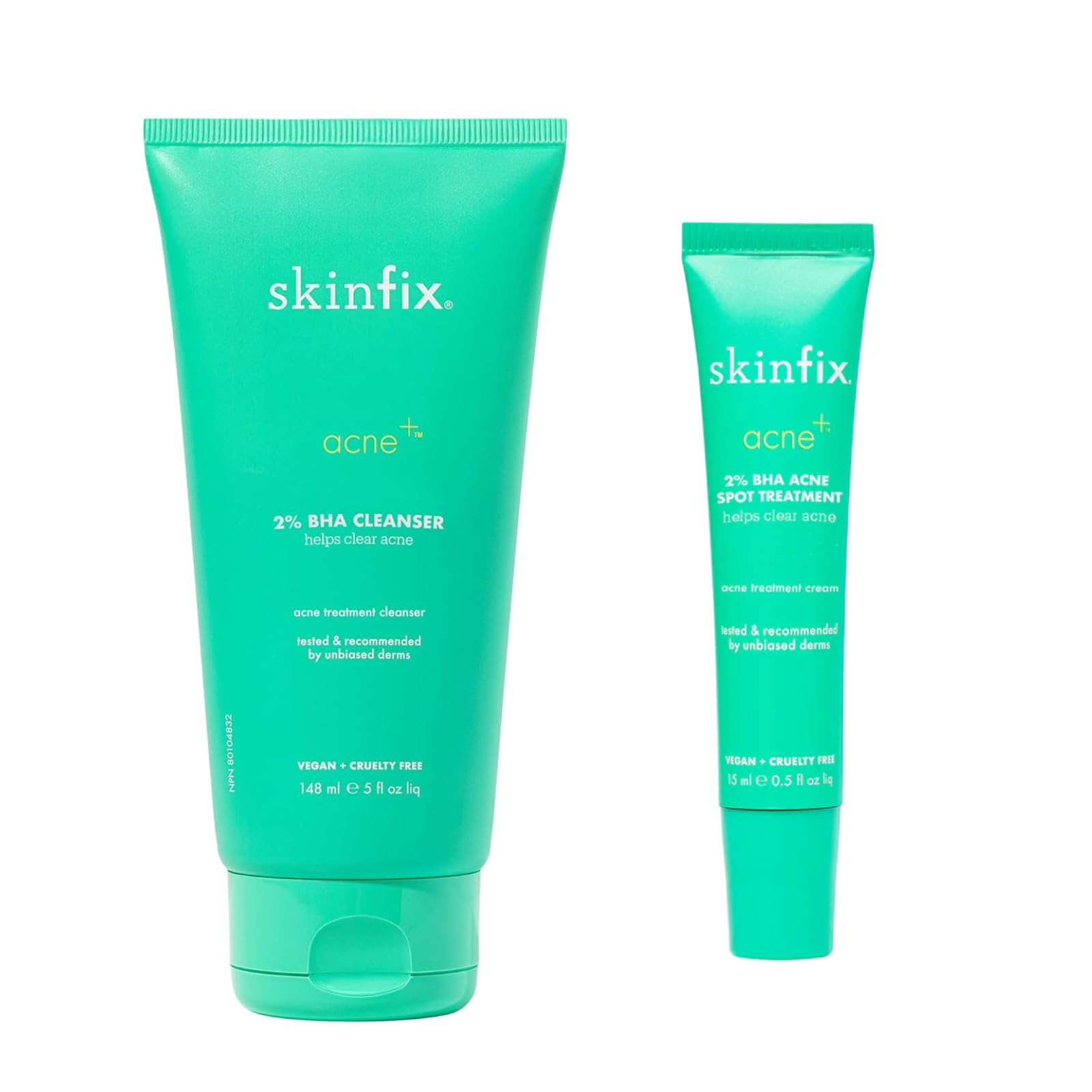 Amazon.com: Skinfix Acne+ BHA Cleanser & Spot Treatment Bundle : Beauty ...