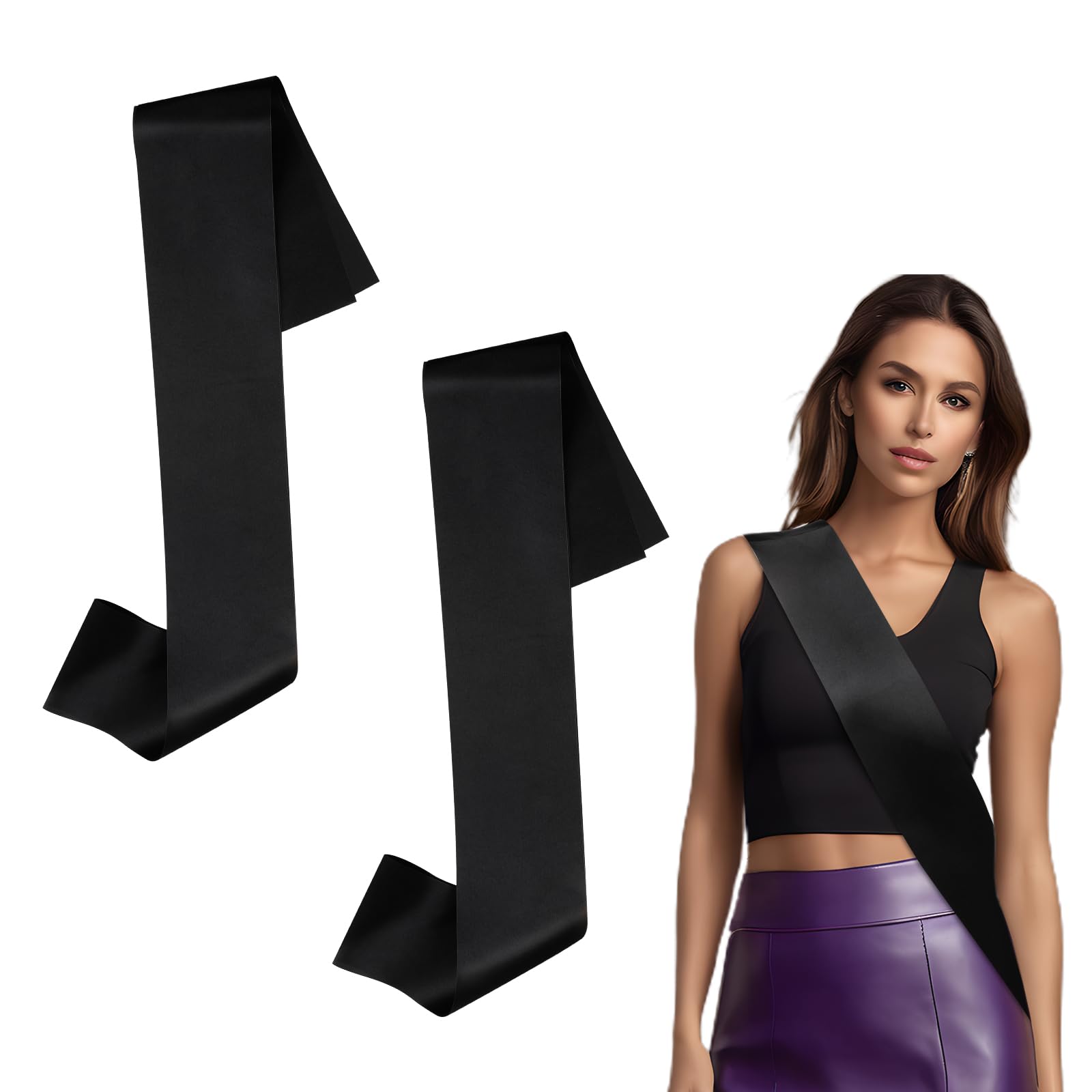 Amazon.com: 2 Pack Black Satin Sashes for Pageants Sashes Beauty ...