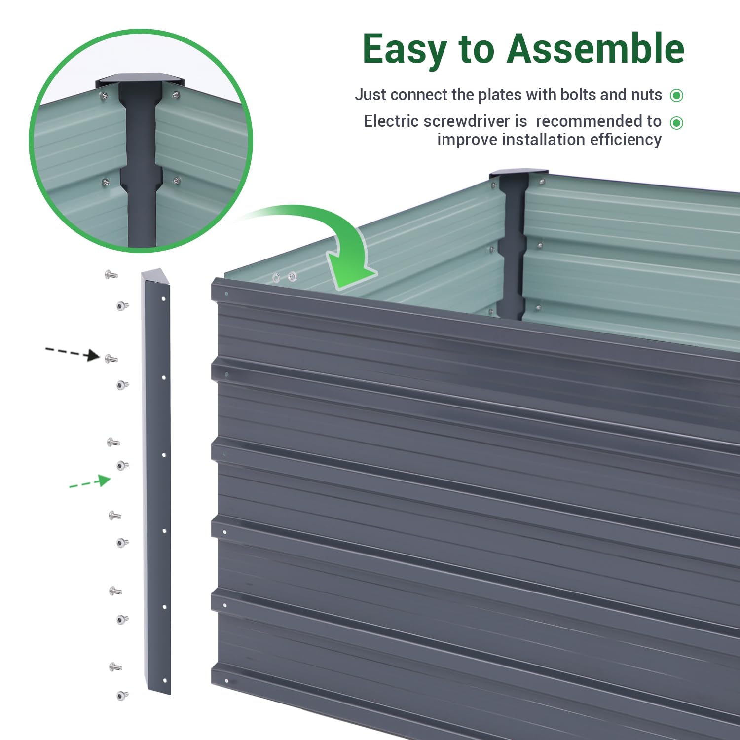 Snapklik.com : Ohuhu Metal Raised Garden Bed Outdoor 8x3x19 FT ...