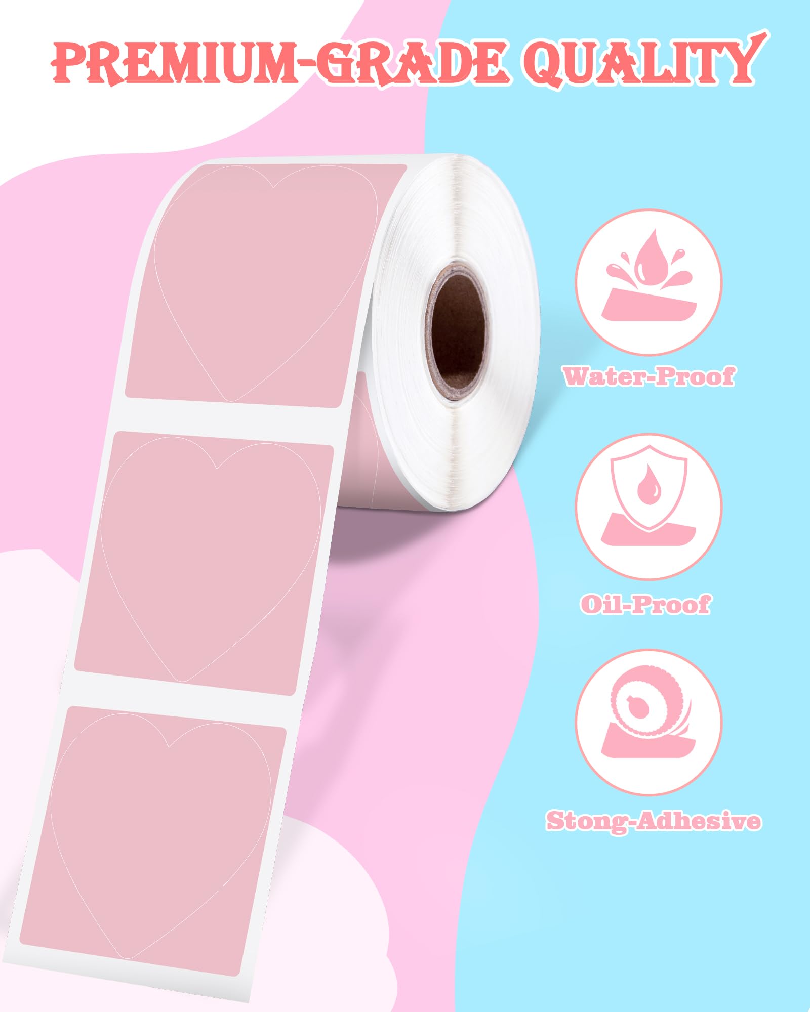 Snapklik.com : 3x3 Pink Heart Thermal Labels, For Thermal Label Printer ...