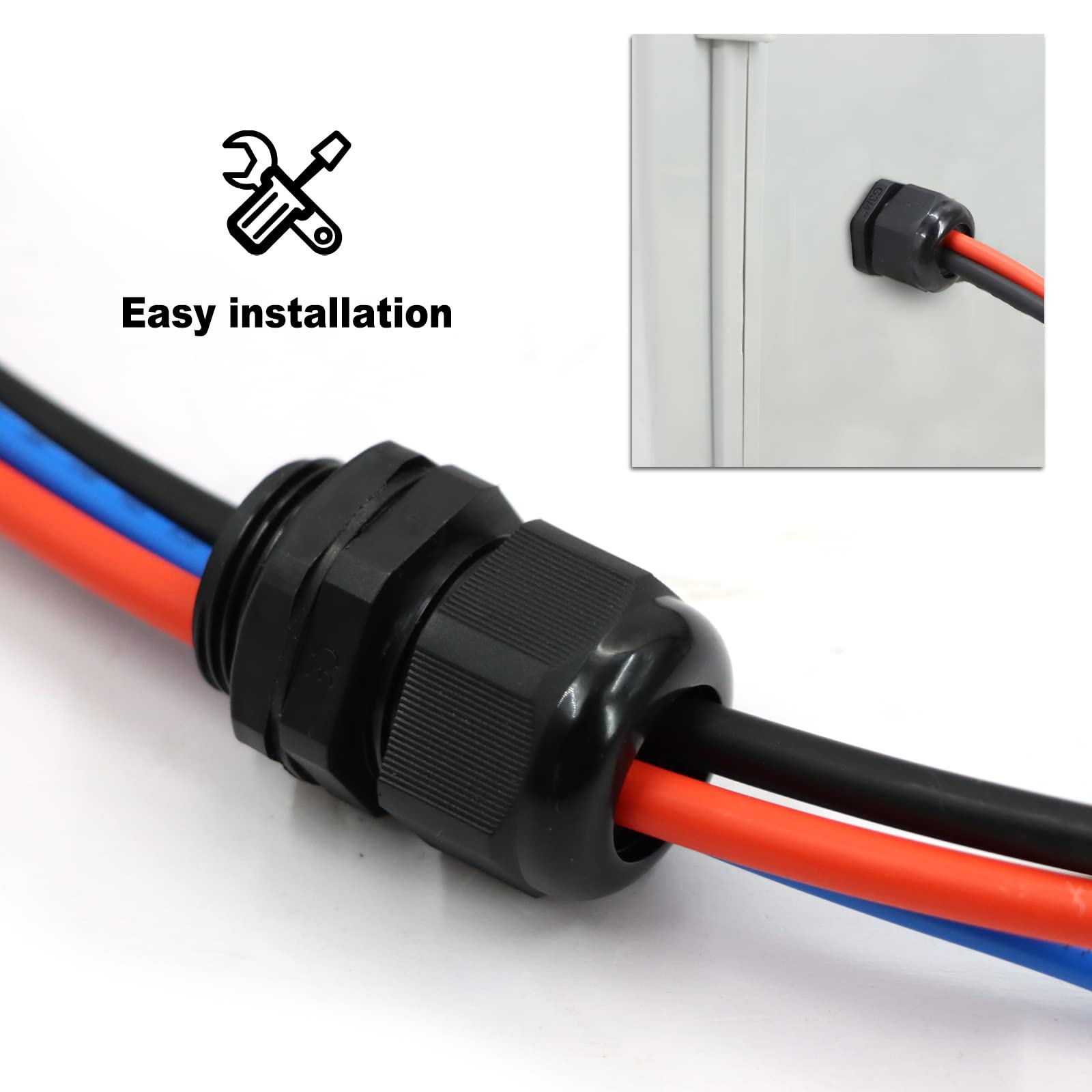 Snapklik.com : 6 Pack 1 Black NPT Cable Glands IP68 Waterproof ...