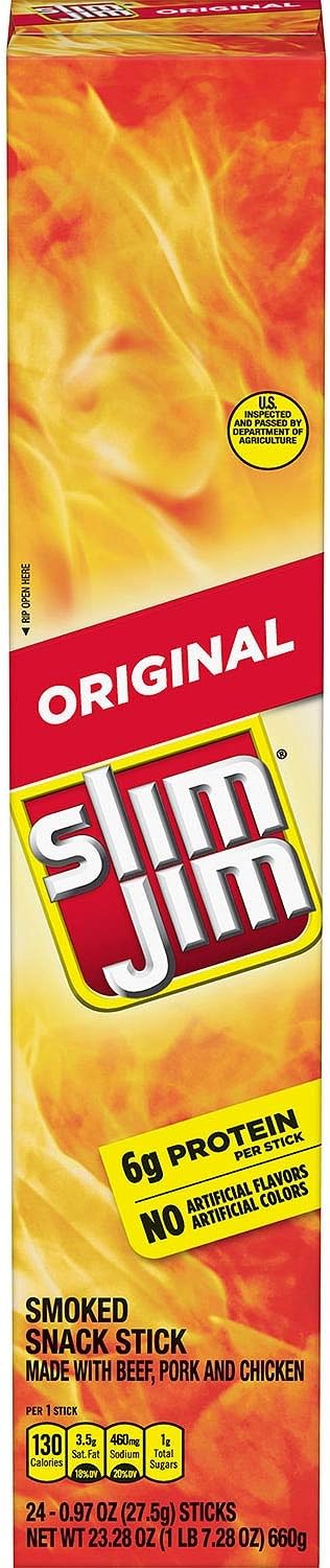 Amazon.com: Slim Jim Giant Smoked Snacks, Original, 0.97-Ounce Sticks ...