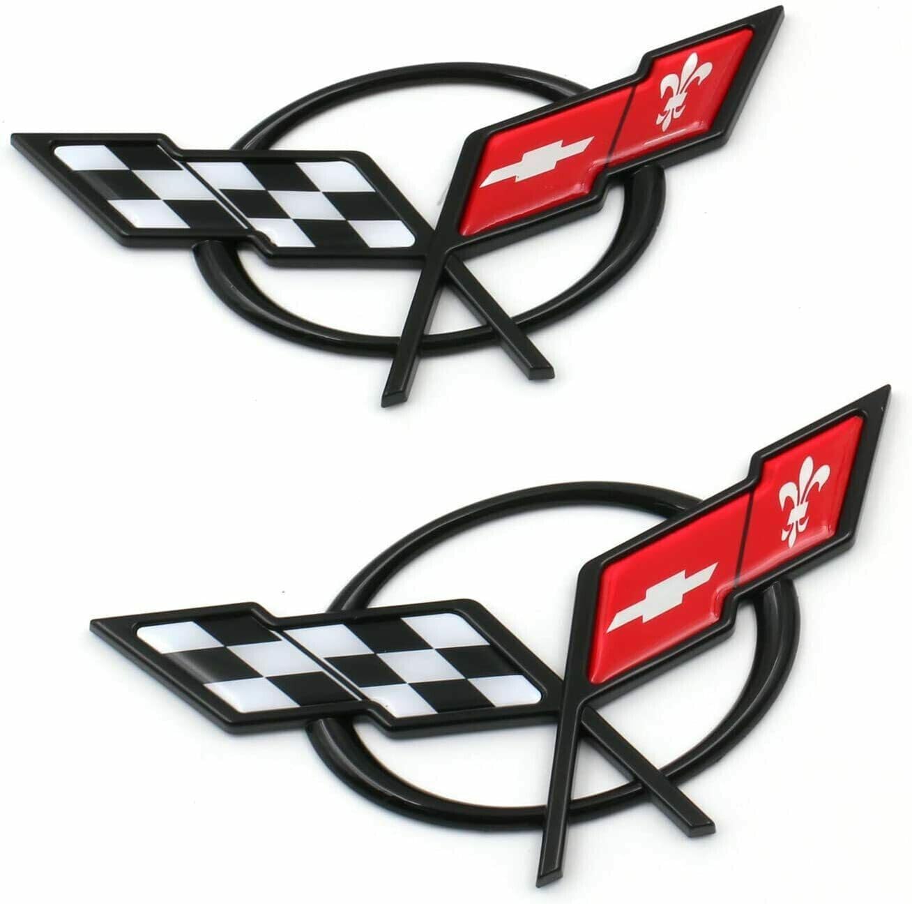 Amazon.com: 1Pcs Corvette C8 Emblem Front Bumper Crossed Flags 3D Logo ...