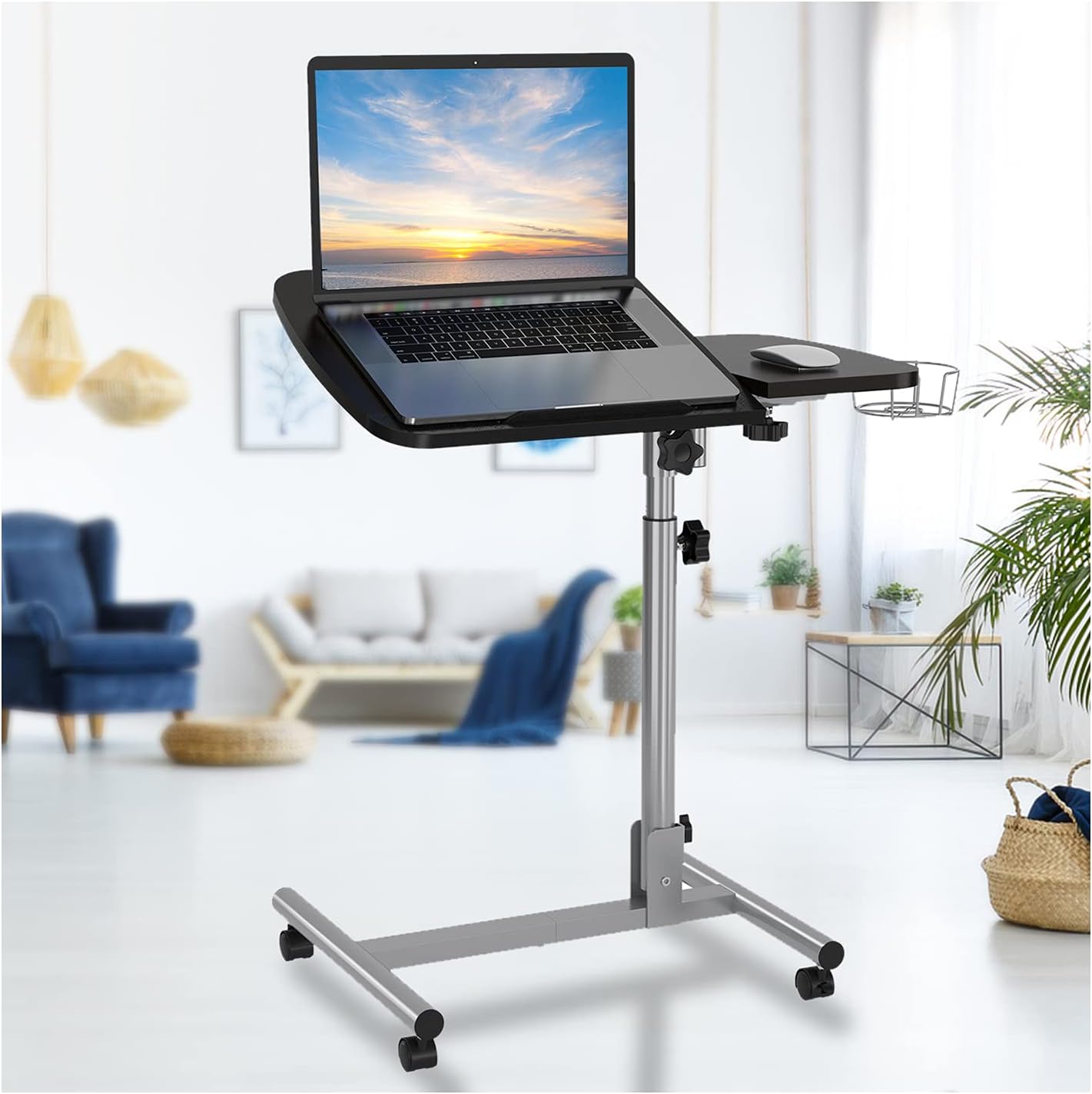 Sofa Table Overbed Table Wheeled, Adjustable Height Folding Laptop ...