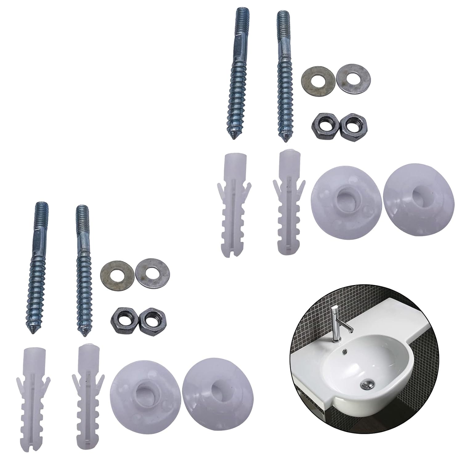 yizhichun 2 Sets Bathrooms Fitting Kit Screw Bolts Wall Mounted Basin ...