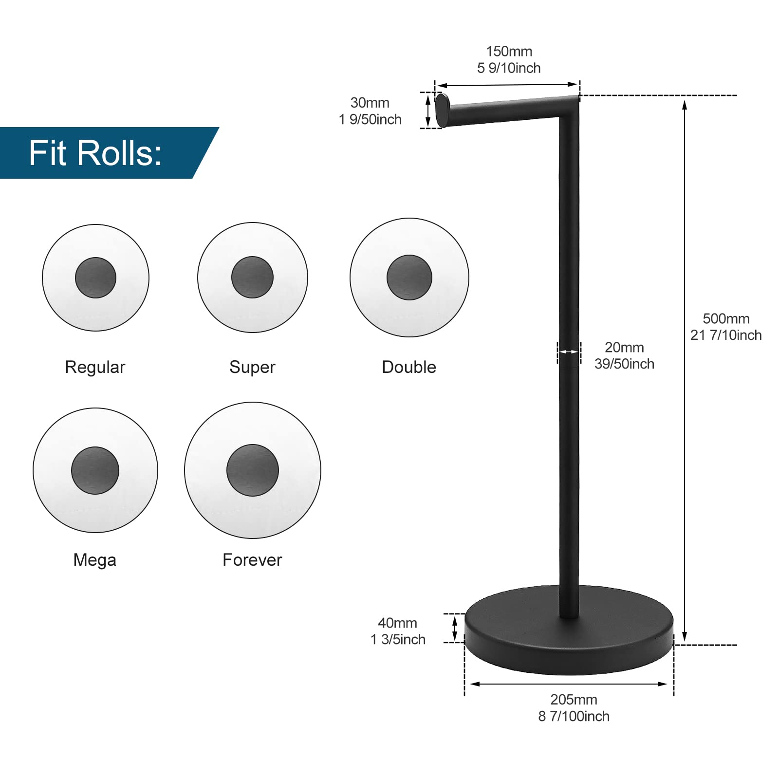 Snapklik.com : Matte Black Toilet Paper Holder Stand 2.0 For Bathroom ...