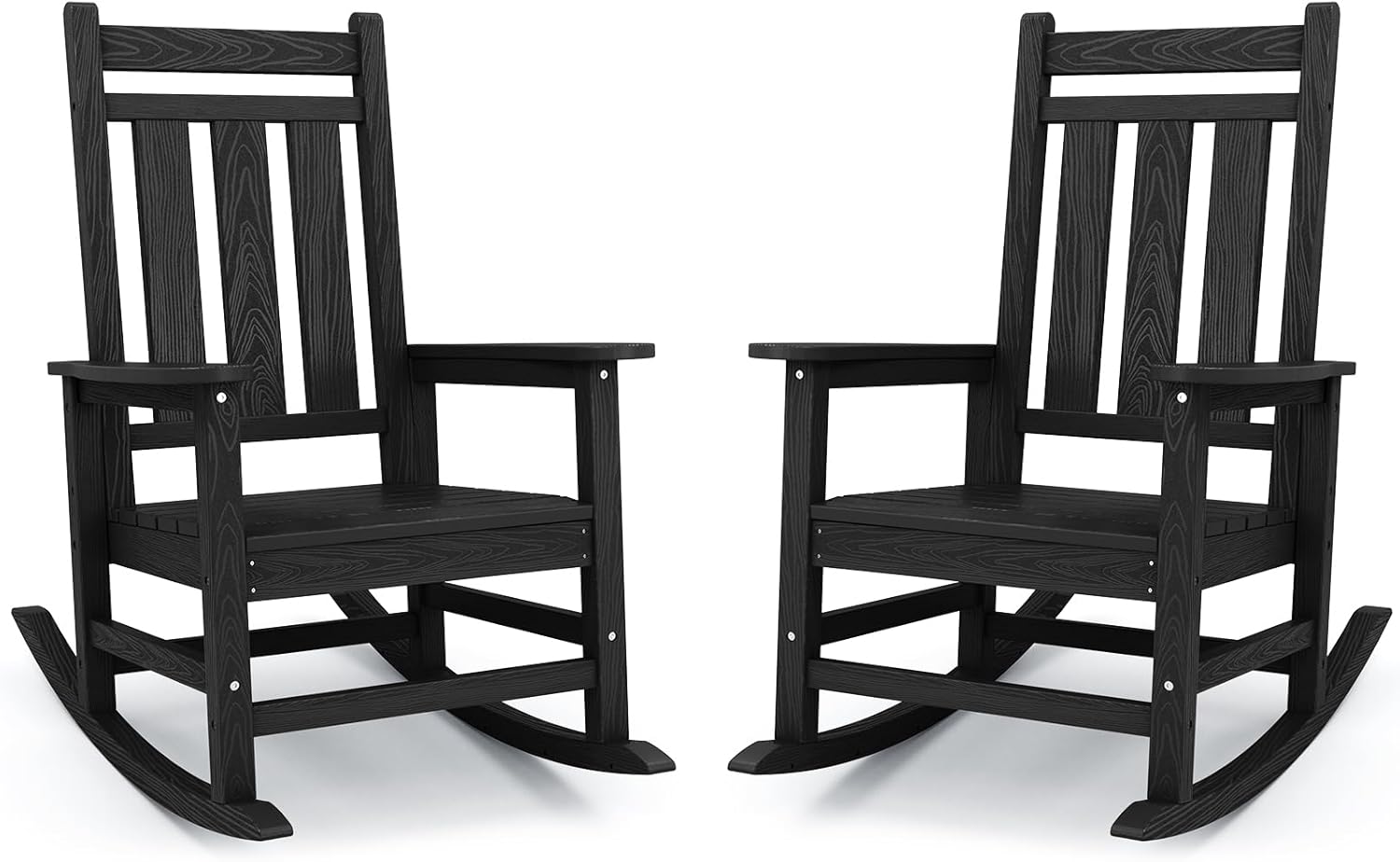 Amazon.com : KINGYES Oversized Outdoor Rocking Chairs Set of 2, Black ...