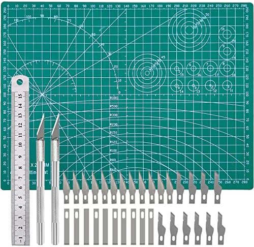 34 PCS Precision Carving Craft Hobby Knife Set and A4 Cutting Mat Set ...