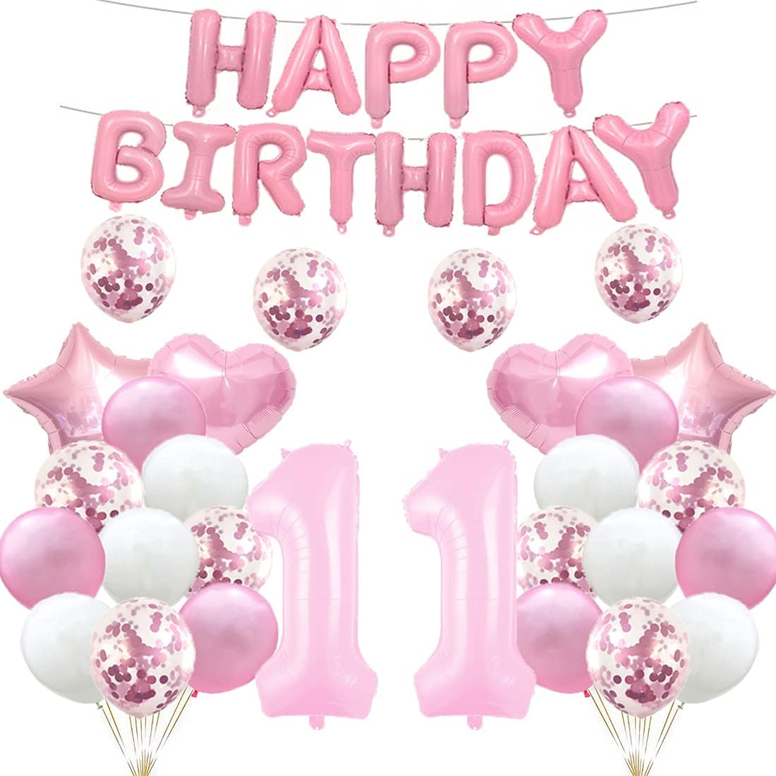 Amazon.com: GLZLMM 11th Birthday Balloon 11th Birthday Decorations Pink ...