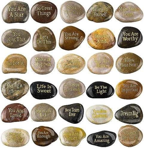 Amazon.com: Sasylvia 30 Pcs Inspirational Stones Different Words ...