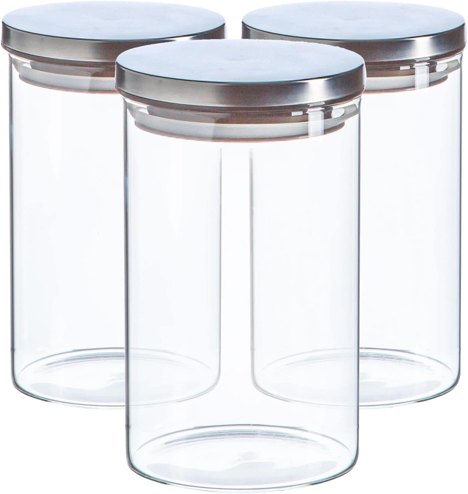Argon Tableware Glass Storage Jars with Metal Lids - Modern ...