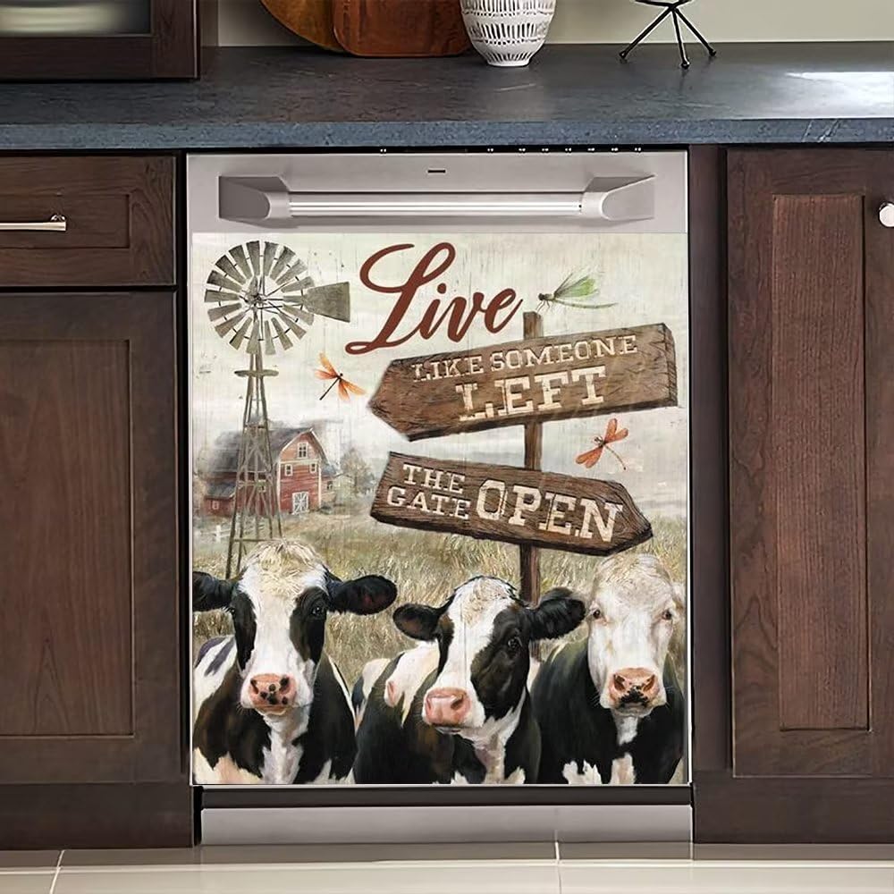 Magnetic Farm Cow Dishwasher Cover,Kitchen Decor Animal Refrigerator ...
