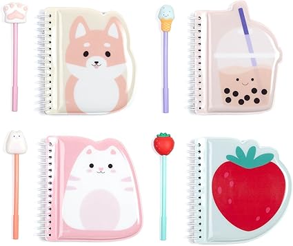 Amazon.com: Yoobi Kawaii Mini Notebooks & Squishy Topper Pens – Cute ...