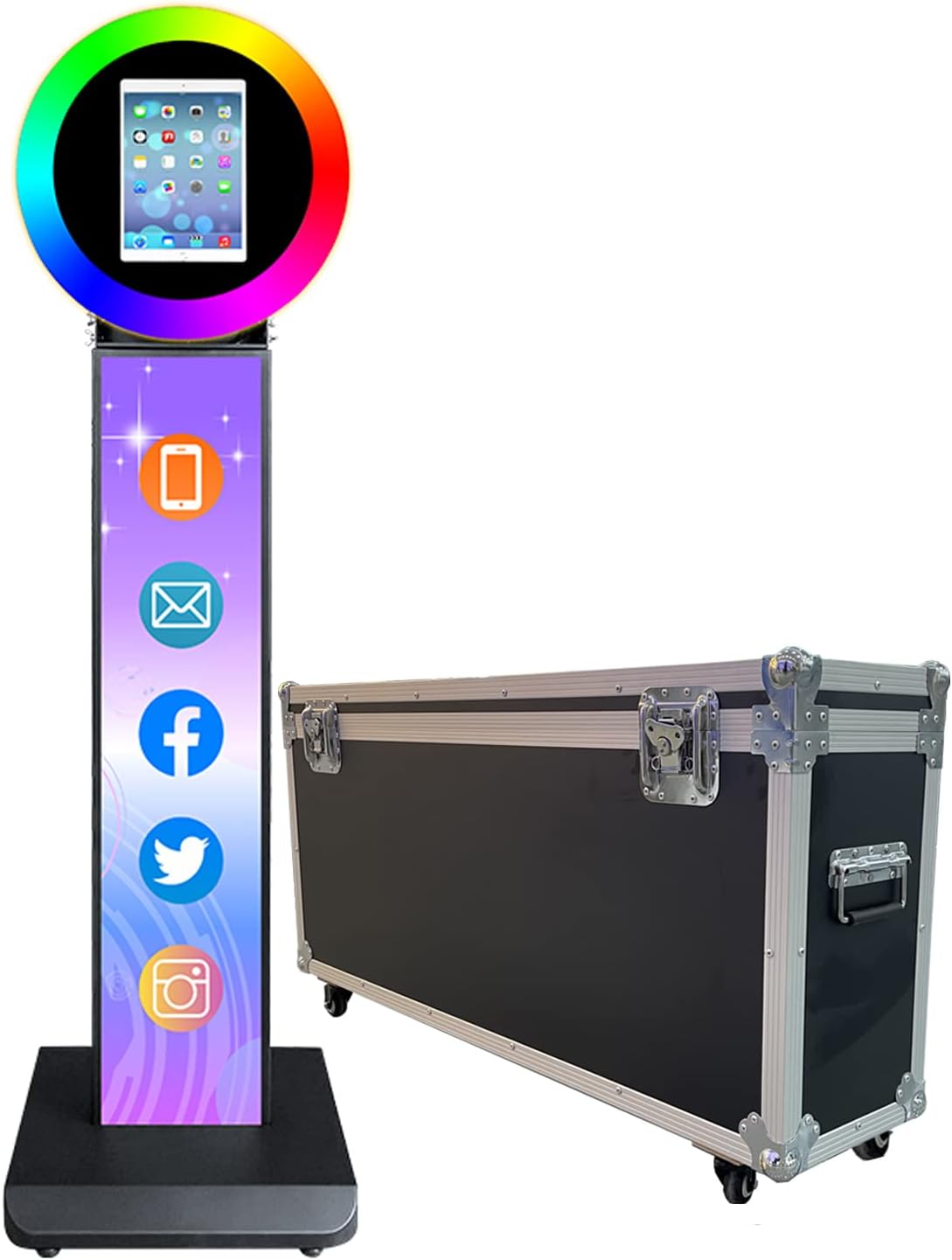 Amazon.co.jp: ポータブル12.9インチ iPad フォトブース RXFSP 自撮りフォトブースマシン RGBリングライト 広告ライトボックス リモコン フライトケース メタル ...