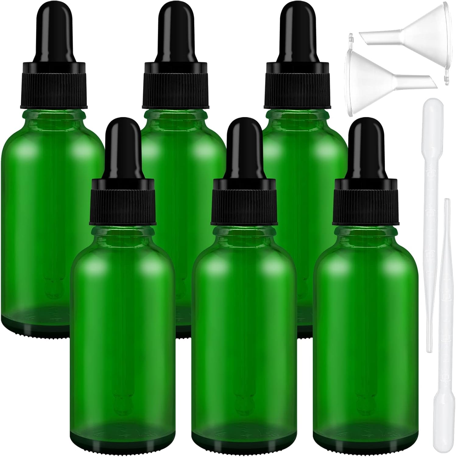 YAXIDAEVER 12pcs Green Glass Dropper Bottle, 30ml Mini Empty Eye ...