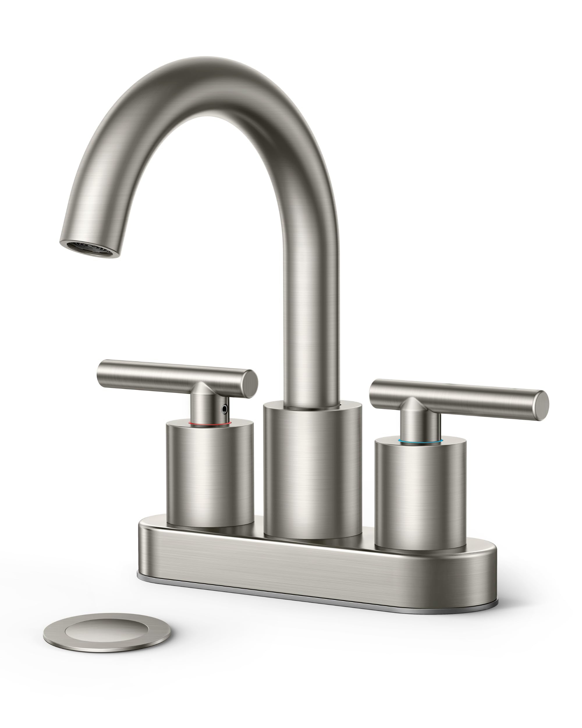 FORIOUS Brushed Nickel Bathroom Faucet 2 Hole, 4 Inch Centerset ...