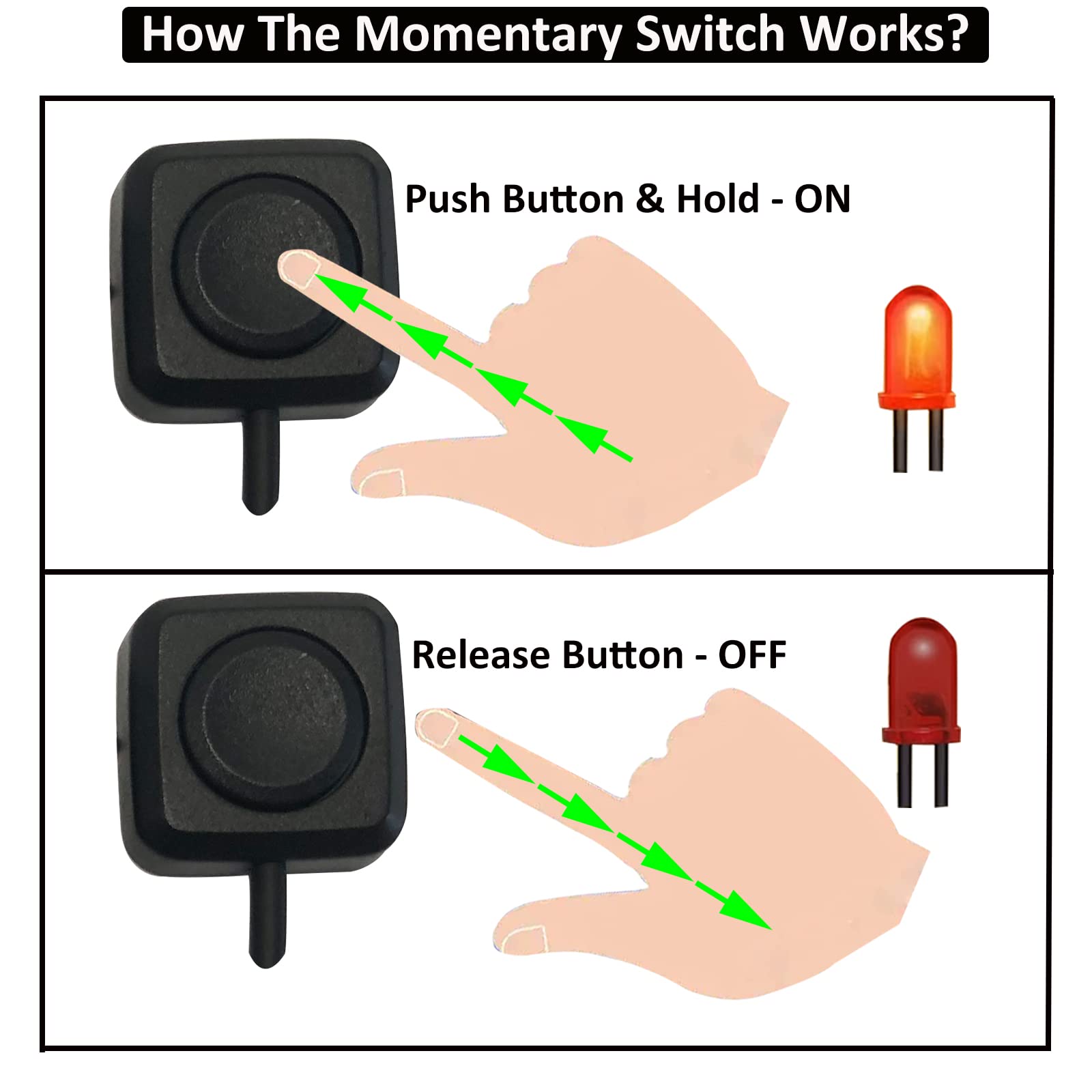 Snapklik.com : 12V 24V Mini Momentary Push Button ON-Off Switch 2-Pack