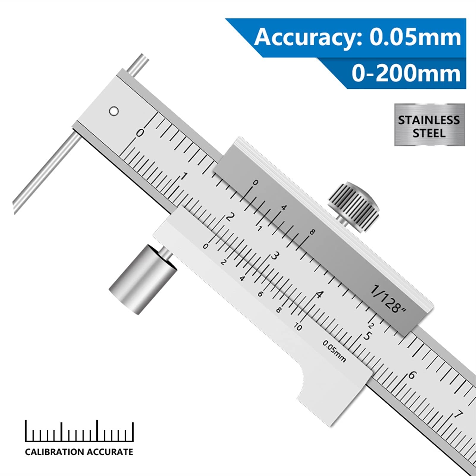 0-50mm Caliper 3 Inch (0-50mm) Stainless Steel Vernier Caliper - Manual ...